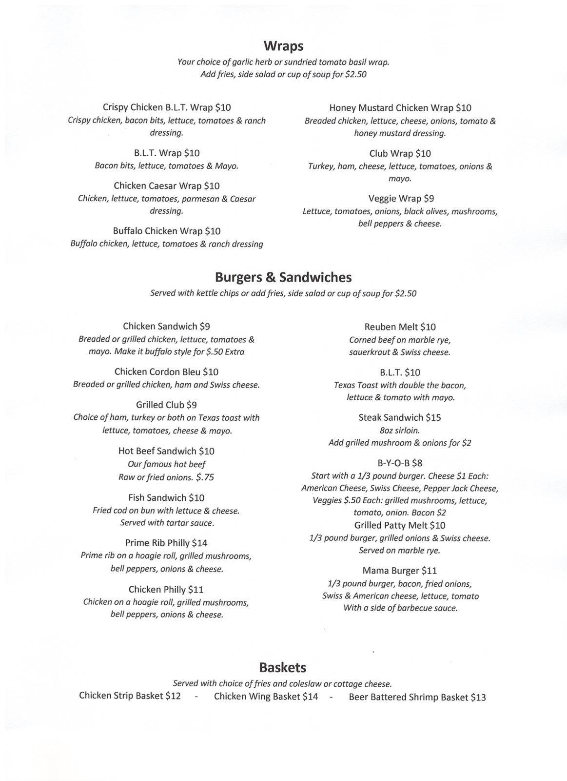 Menu at Harms Way Bar and Grill, Bloomer