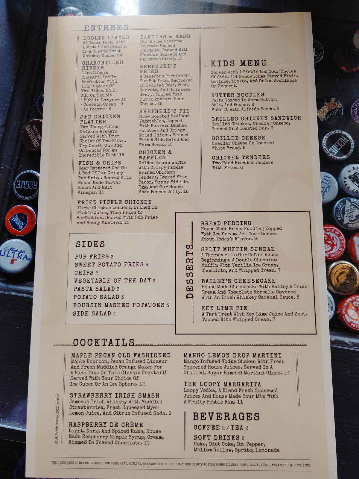 Menu at CLOVER ON COURT (Formerly Harp and Clover) pub & bar, Gadsden