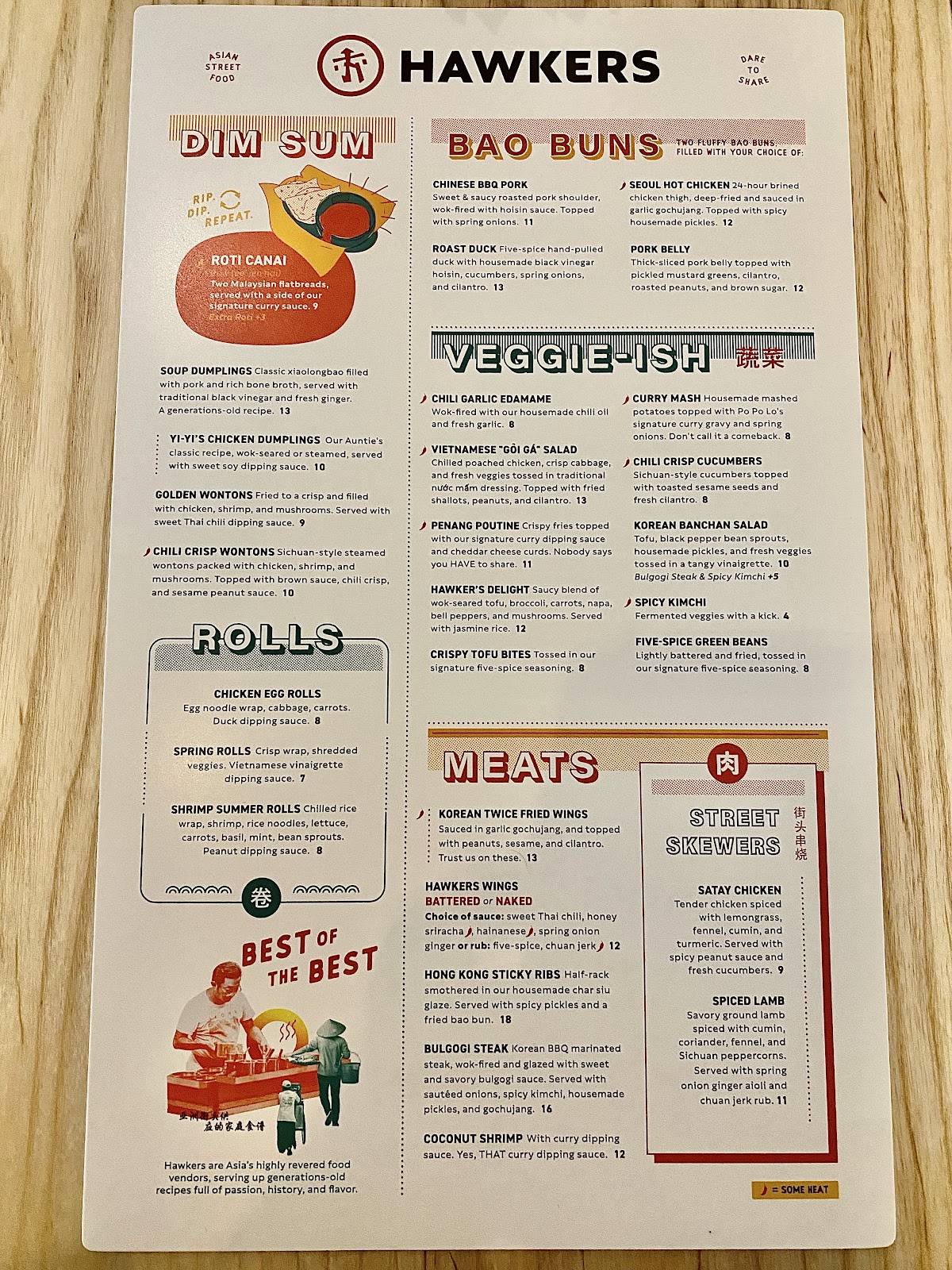 Menu at Hawkers Asian Street Food restaurant, Dallas, Belt Line Rd #430