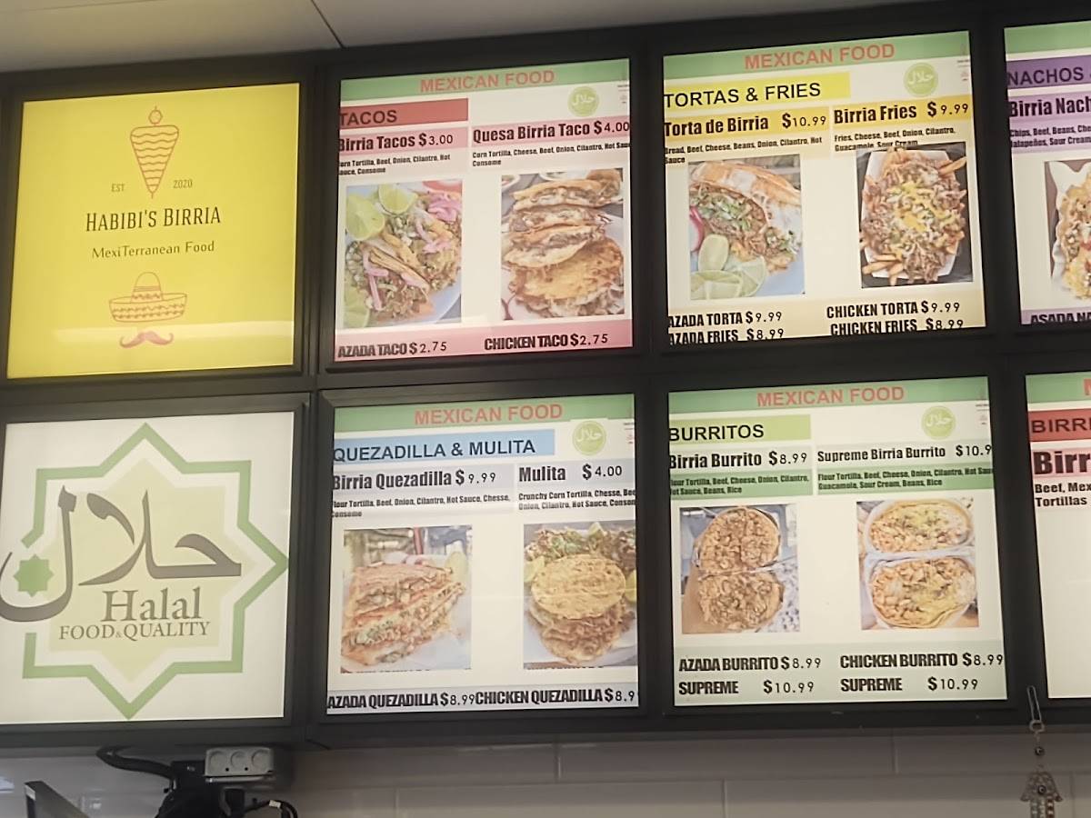 Menu at Habibi's Birria restaurant, Hayward, 138 Jackson St