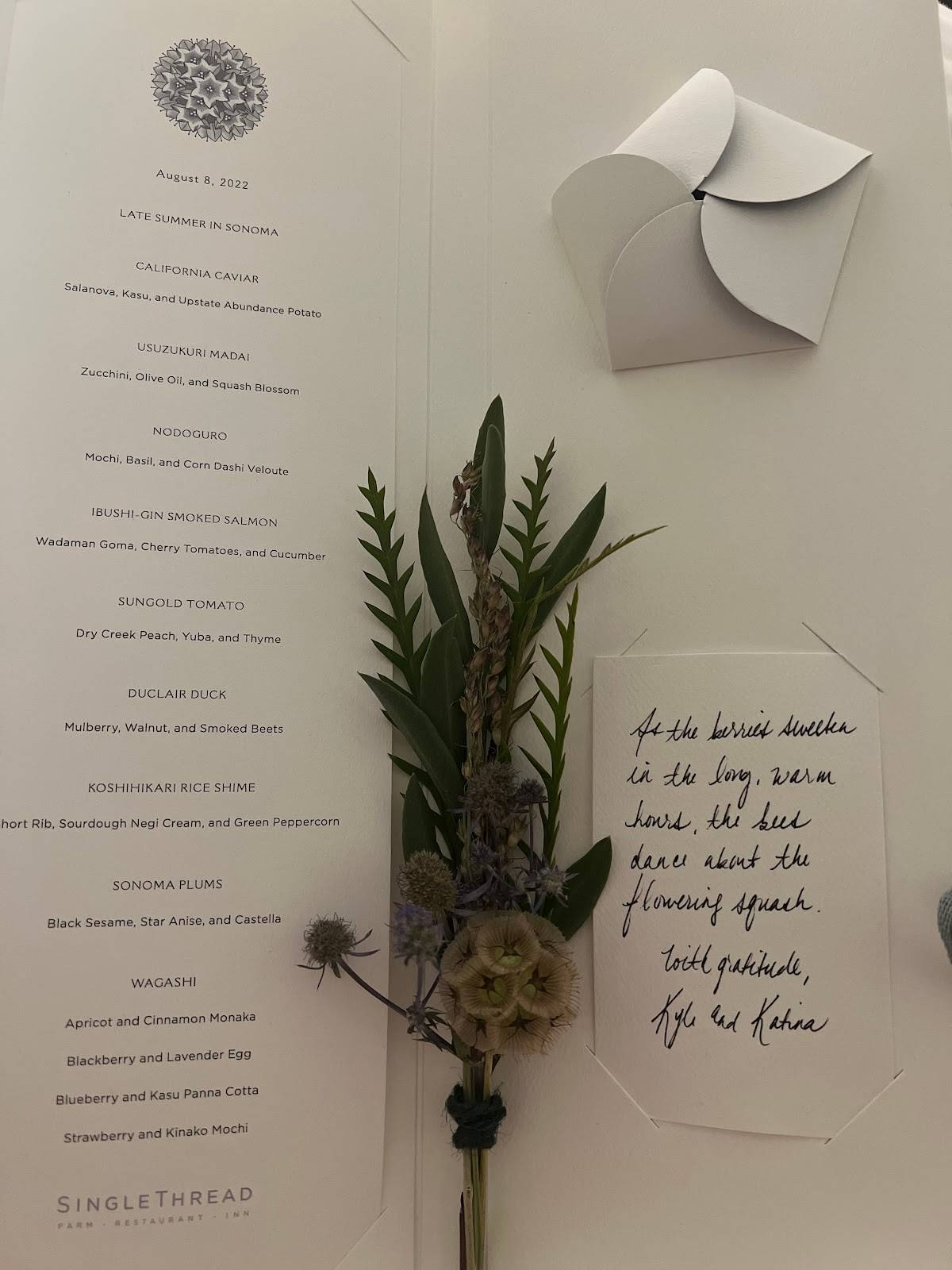 Menu at SingleThread Farm - Restaurant - Inn, Healdsburg