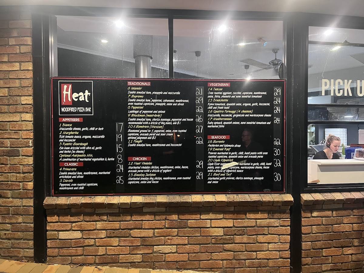 Menu at Heat Woodfired Pizza Bar, Batehaven, 1/270 Beach Rd