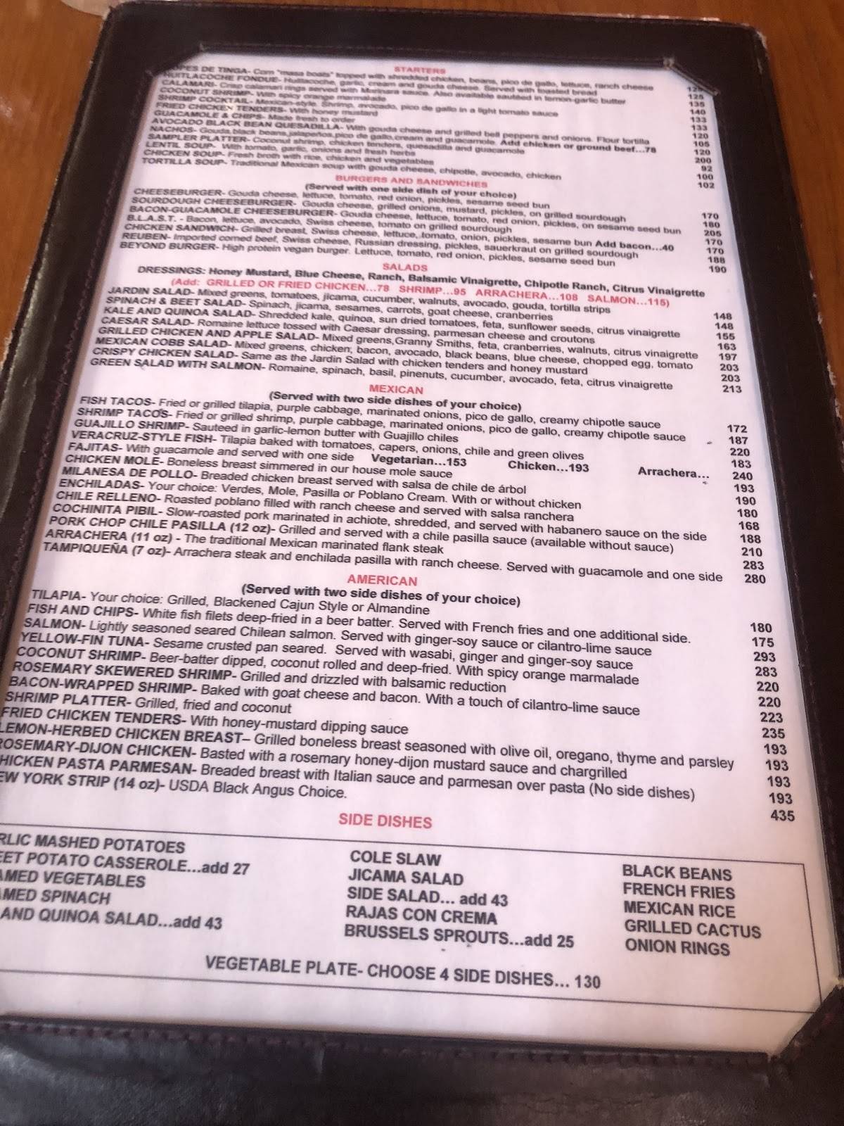 Menu at Hecho en México restaurant, San Miguel de Allende