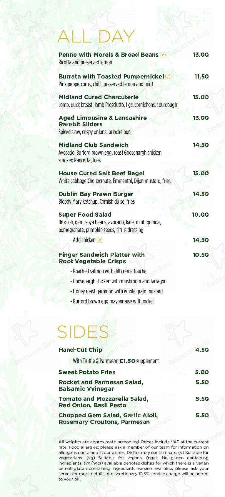 Menu at The Midland Hotel pub & bar, Hemel Hempstead