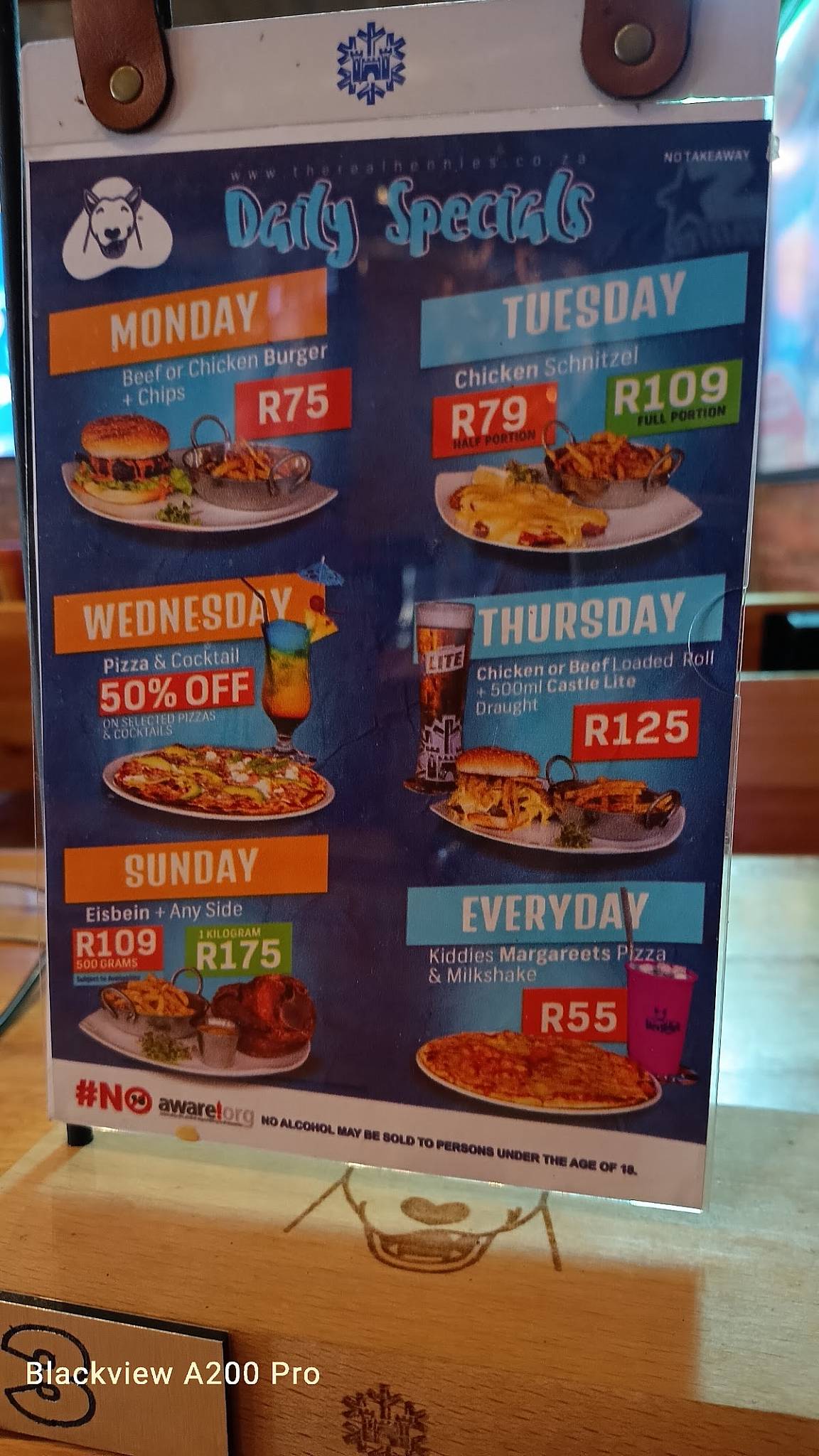 Menu au Hennie's Krugersdorp Restaurant, Krugersdorp