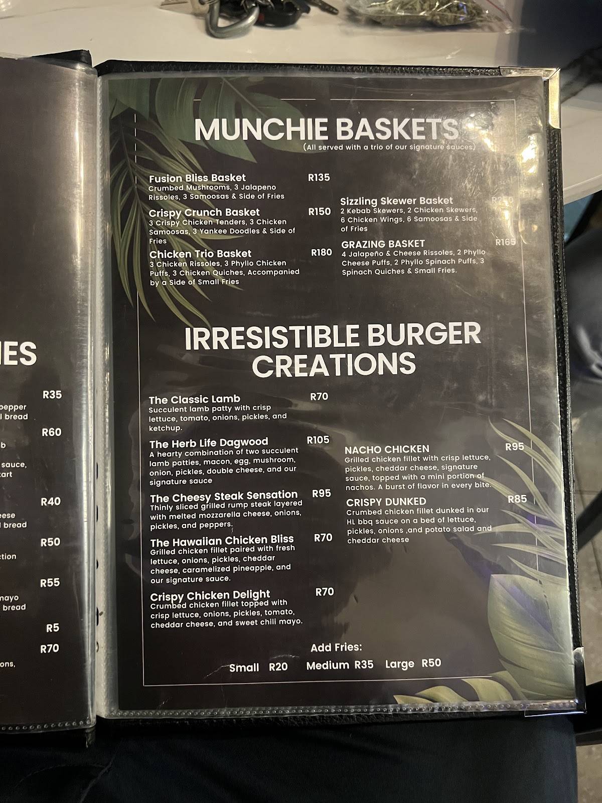 Menu at Herb Life Cafe on Florida, Durban