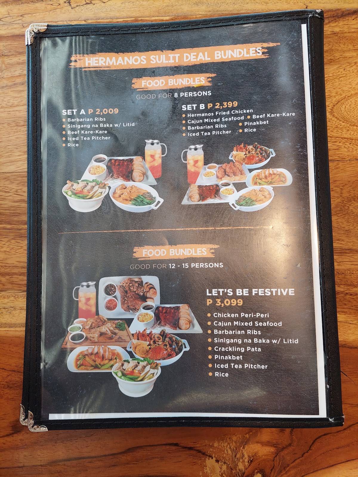Menu at Hermanos Restaurant, Tarlac City