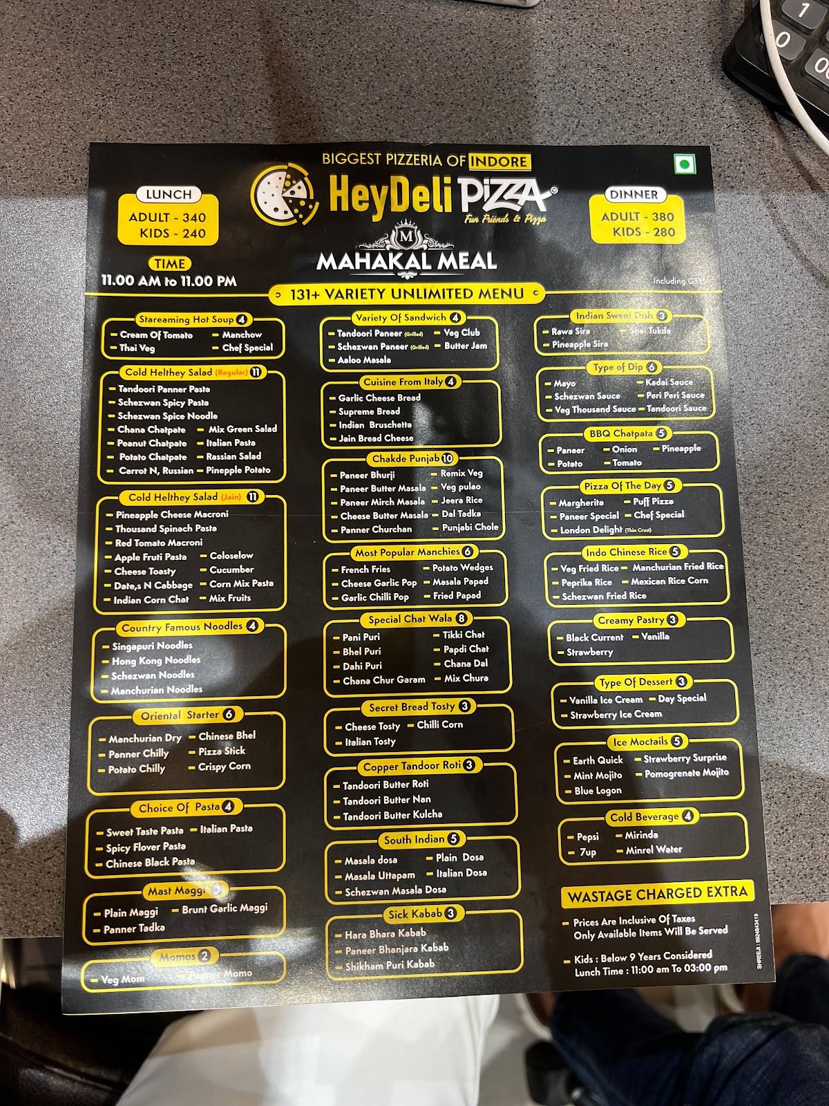 Menu at Heydeli Pizza, Indore