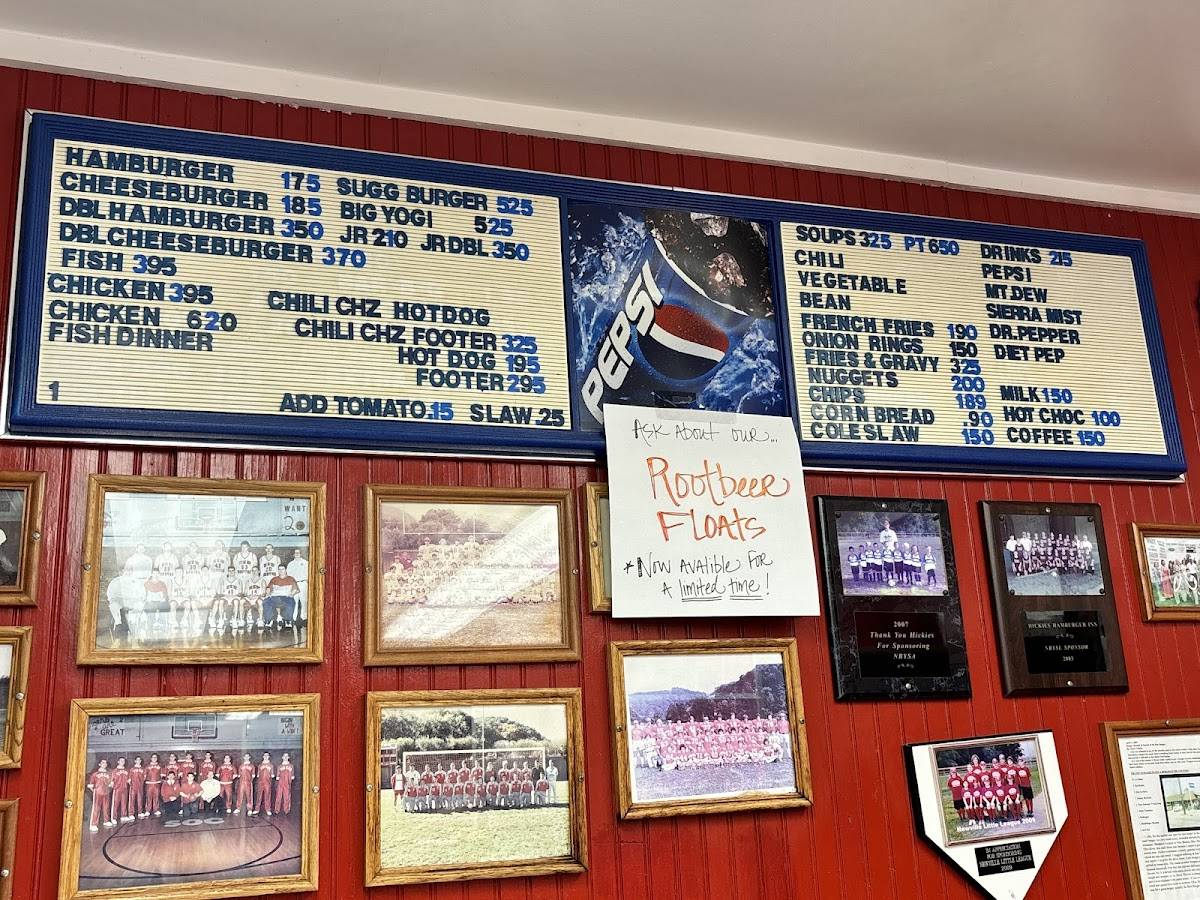Menu at Hickie's Hamburger Inn fast food, New Boston
