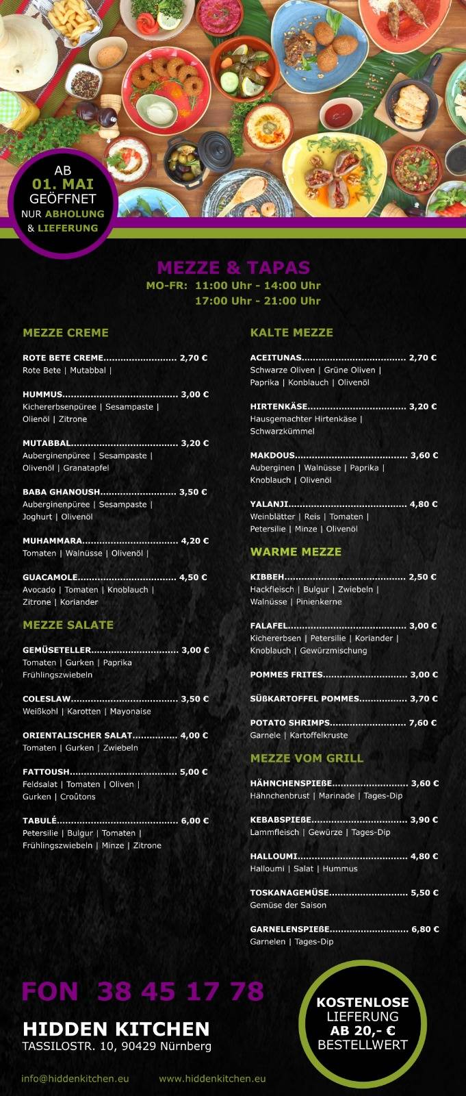 Speisekarte von Hidden Kitchen Nürnberg restaurant, Nürnberg