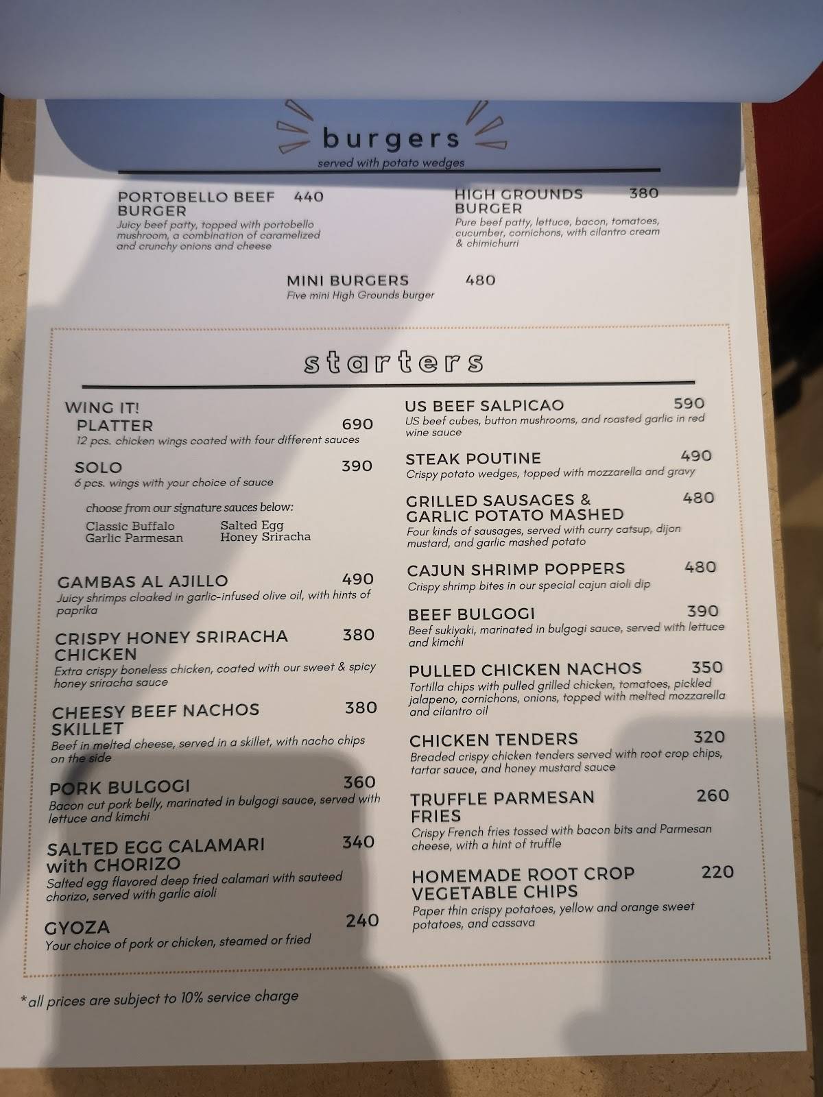 Menu at High Grounds Café cafe, Quezon City