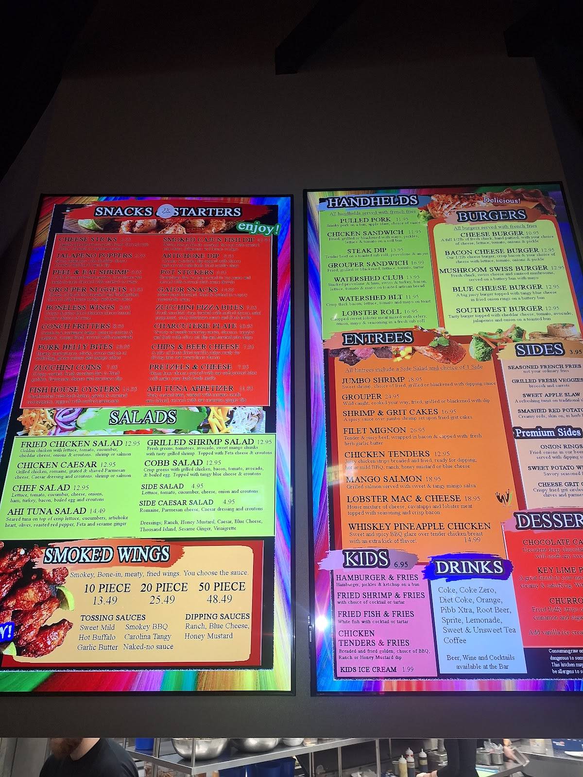 Menu at Watershed Restaurant, High Springs