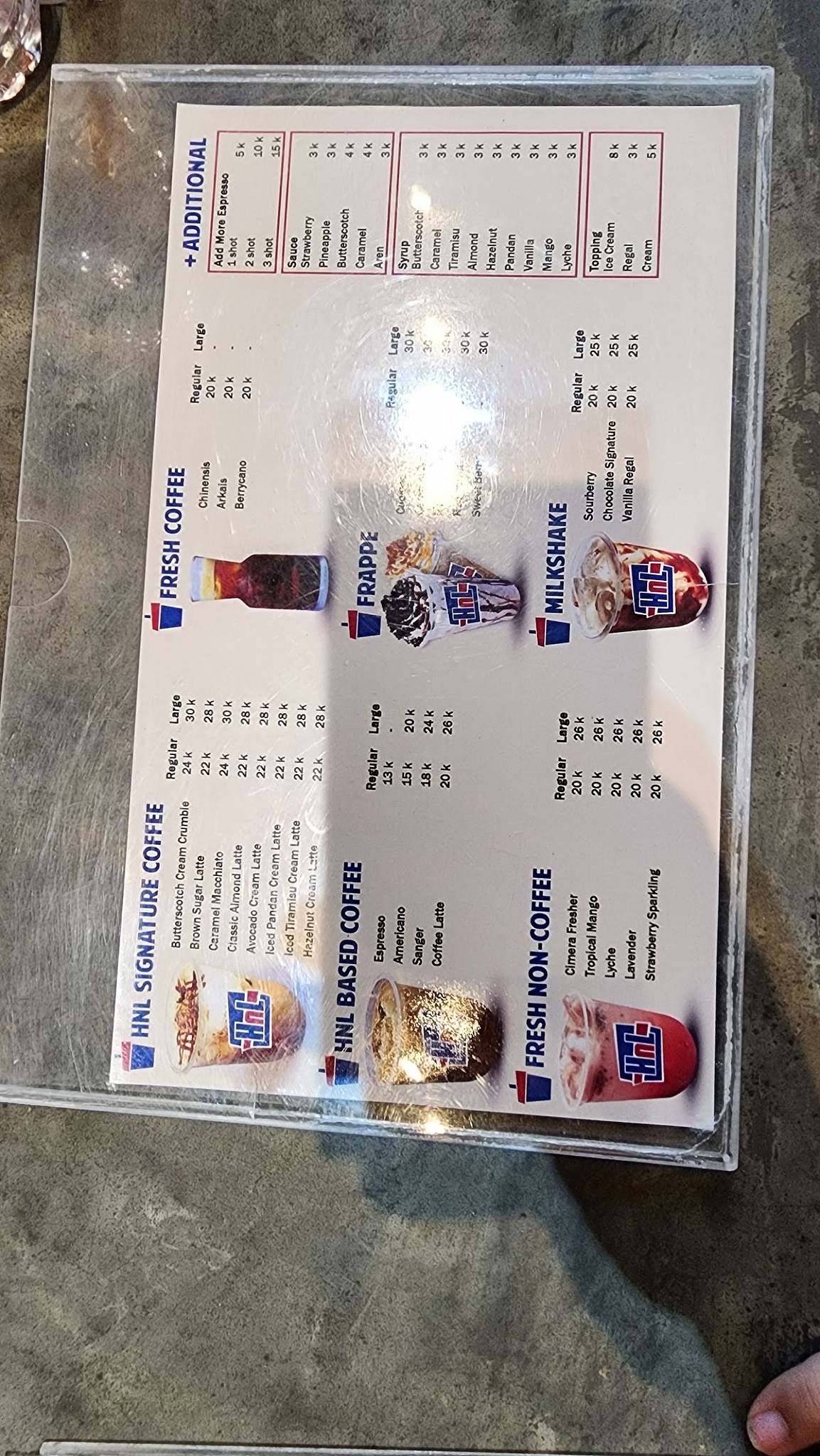 Menu at High & Low Burger restaurant, Lhokseumawe