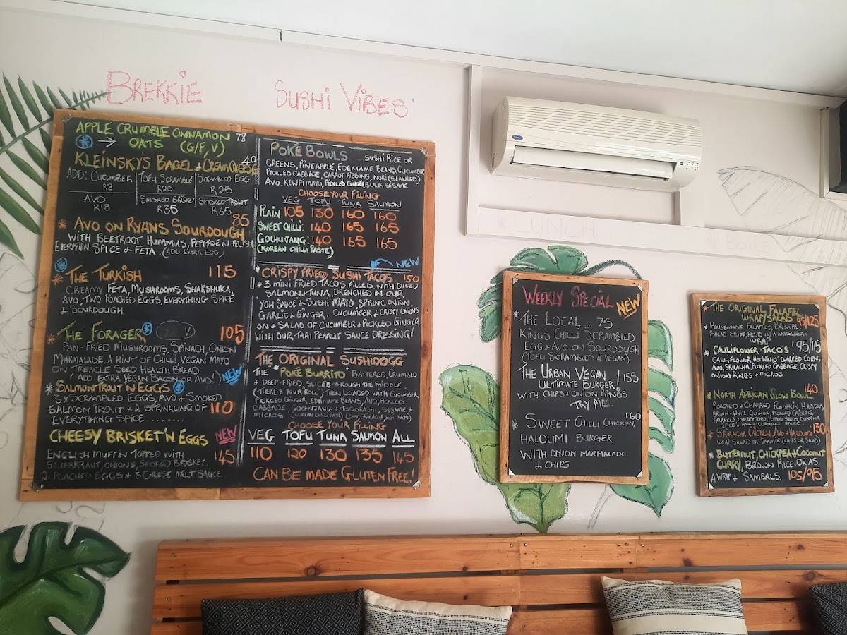 Menu at The Break Room restaurant, Pietermaritzburg
