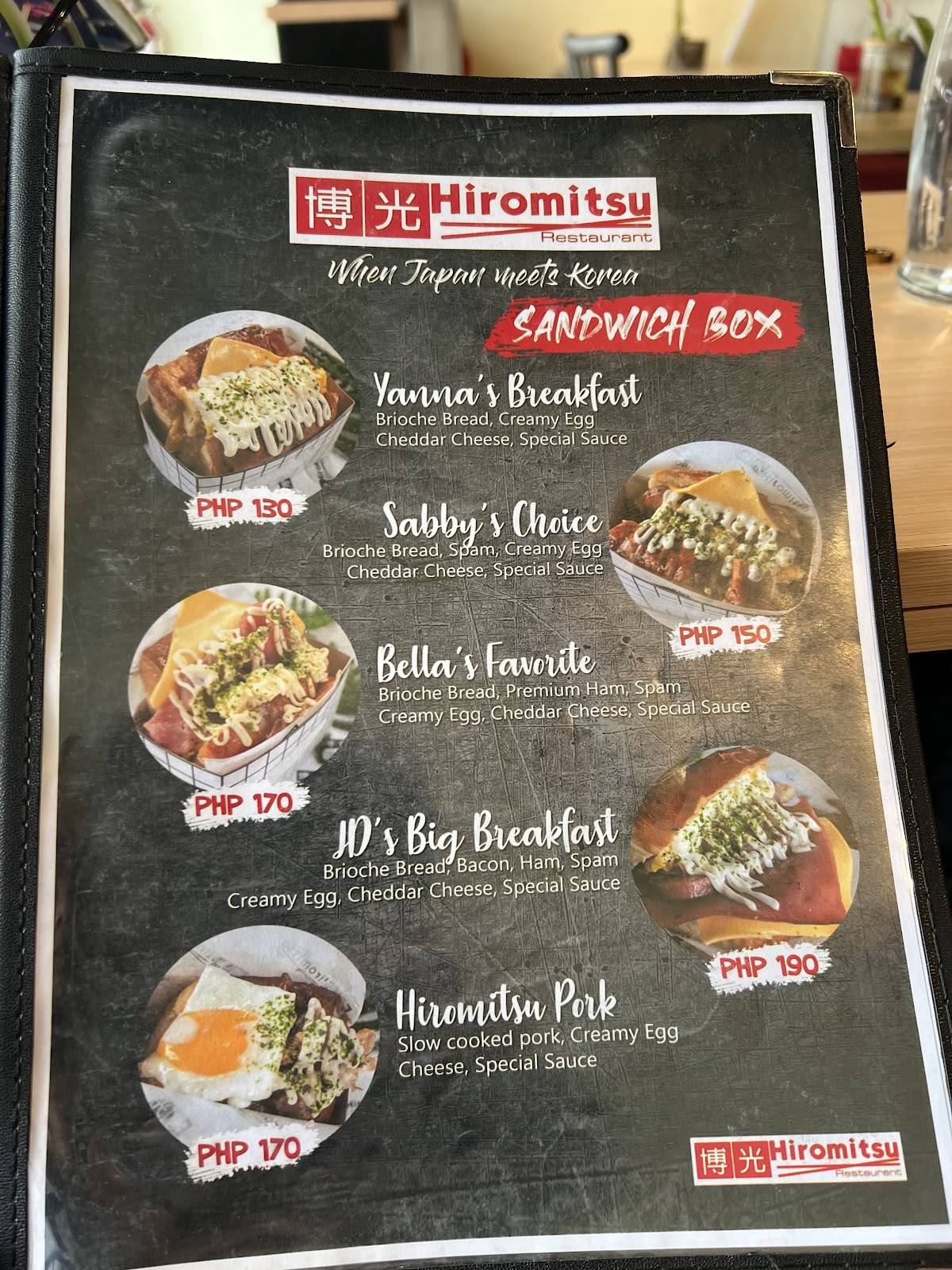 Menu at Hiromitsu Restaurant, Malolos