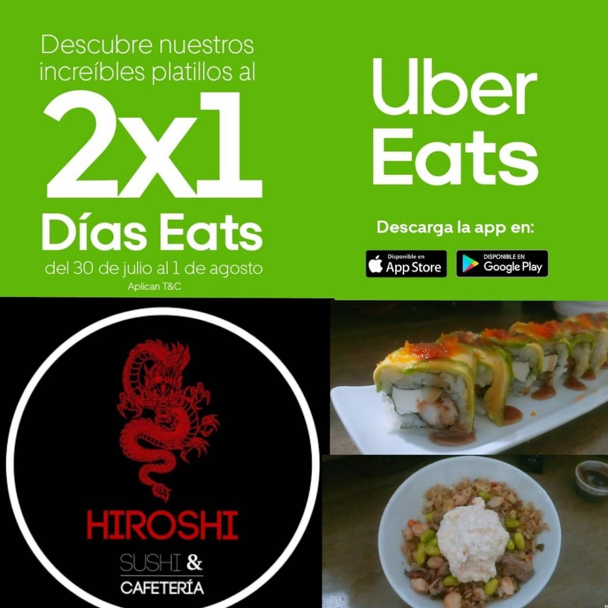 Carta de Hiroshi Sushi Y cafeteria, Ciudad de México