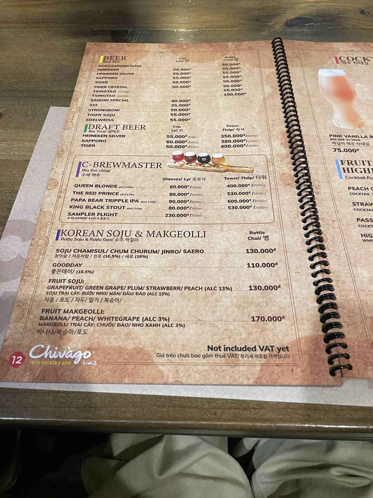 Menu at Chivago Chicken - Gà rán Hàn Quốc & Bia restaurant, Ho Chi Minh ...
