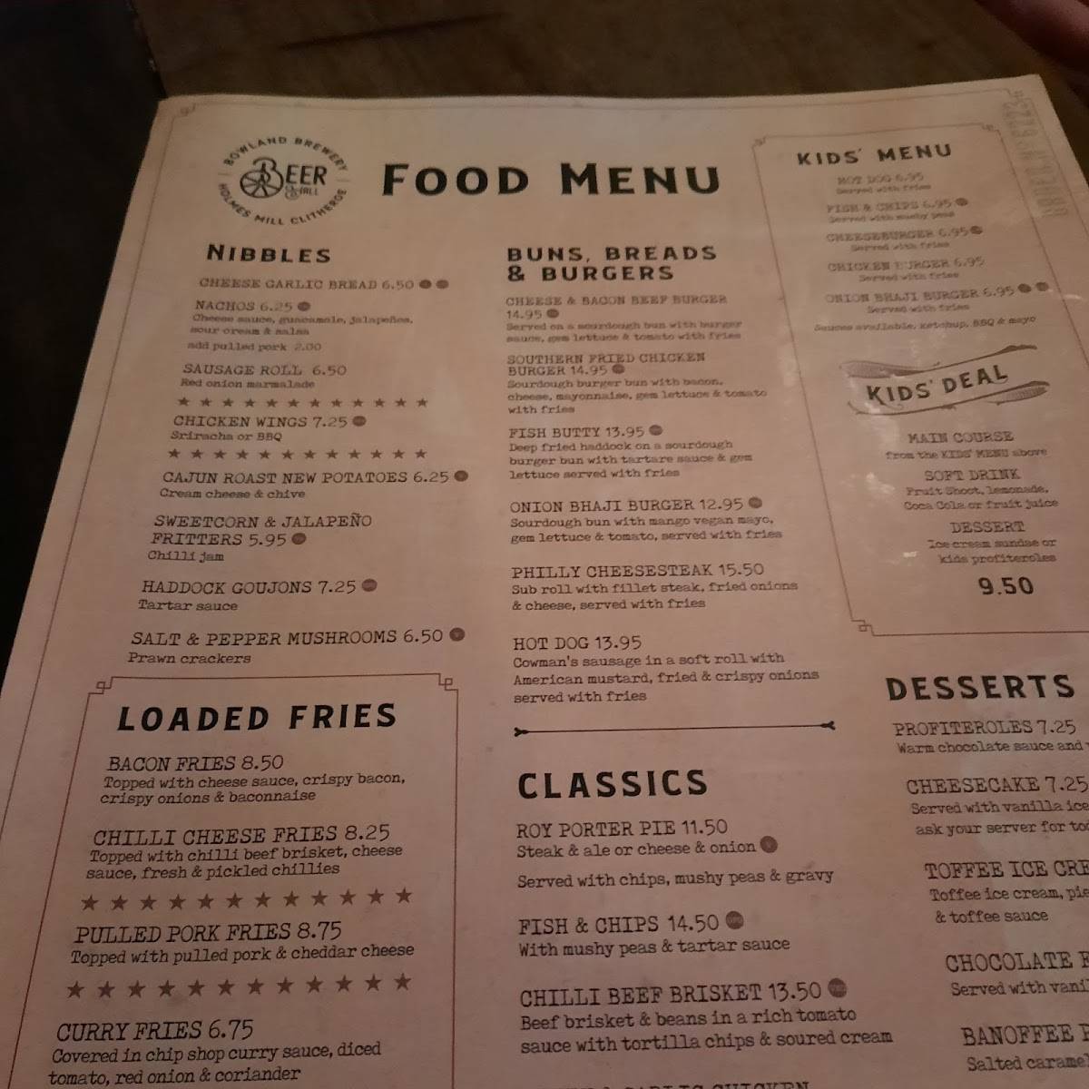 Menu at Holmes Mill pub & bar, Clitheroe, Greenacre St