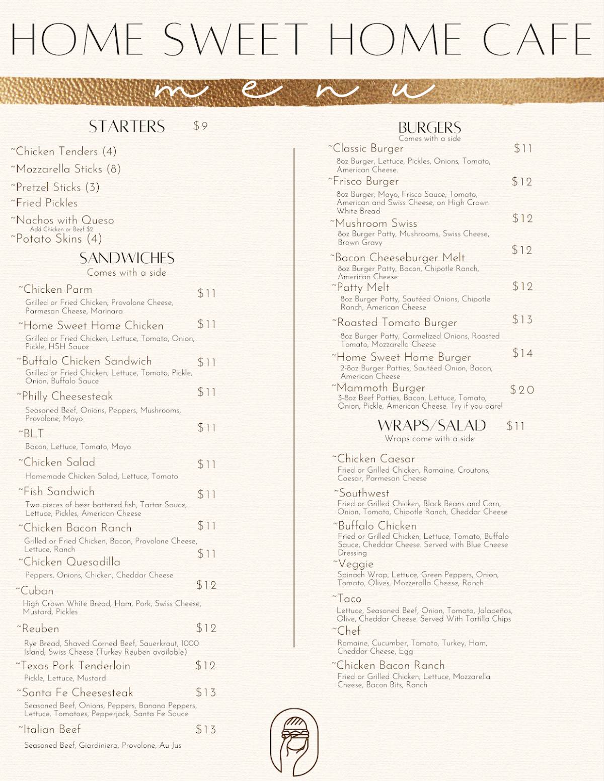 Menu at Home Sweet Home Cafe, Englewood