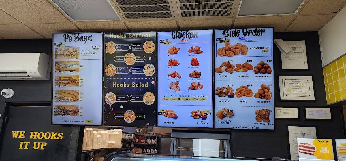 Menu at Hooks Seafood & Poboys (Terry parkway) restaurant, Terrytown