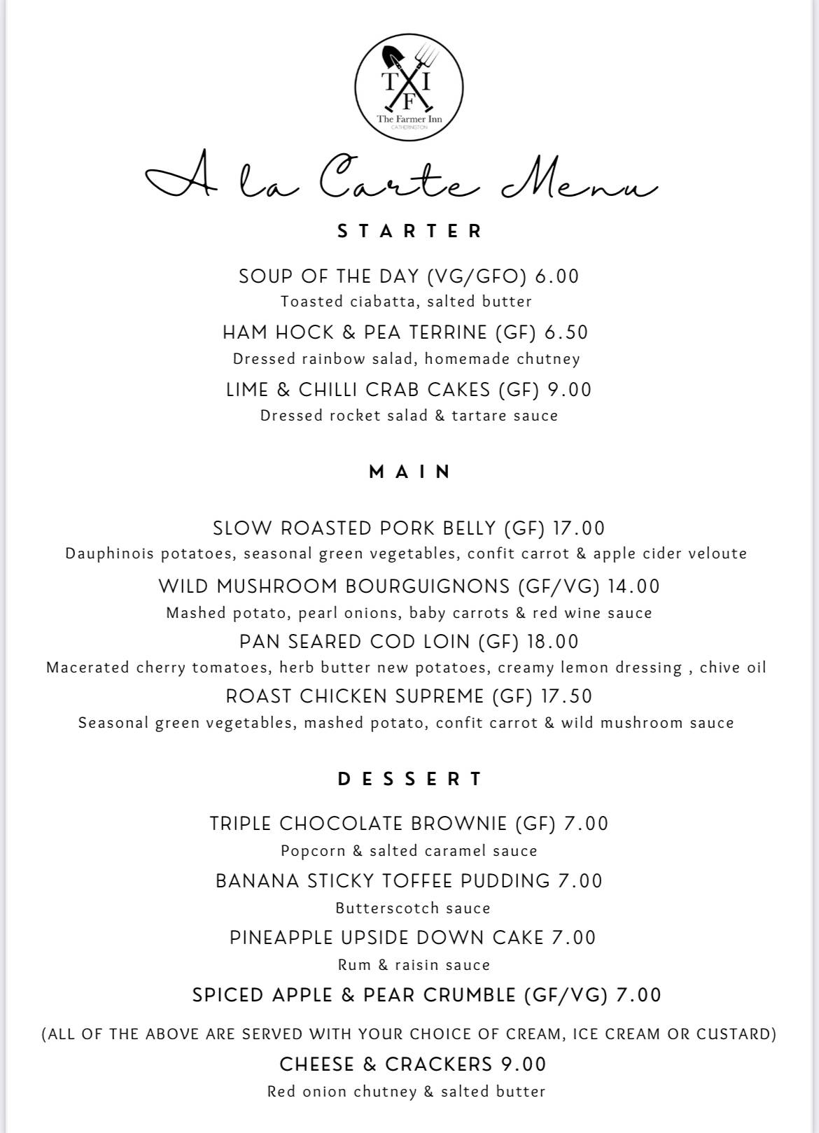 Menu at The Farmer Inn pub & bar, Waterlooville