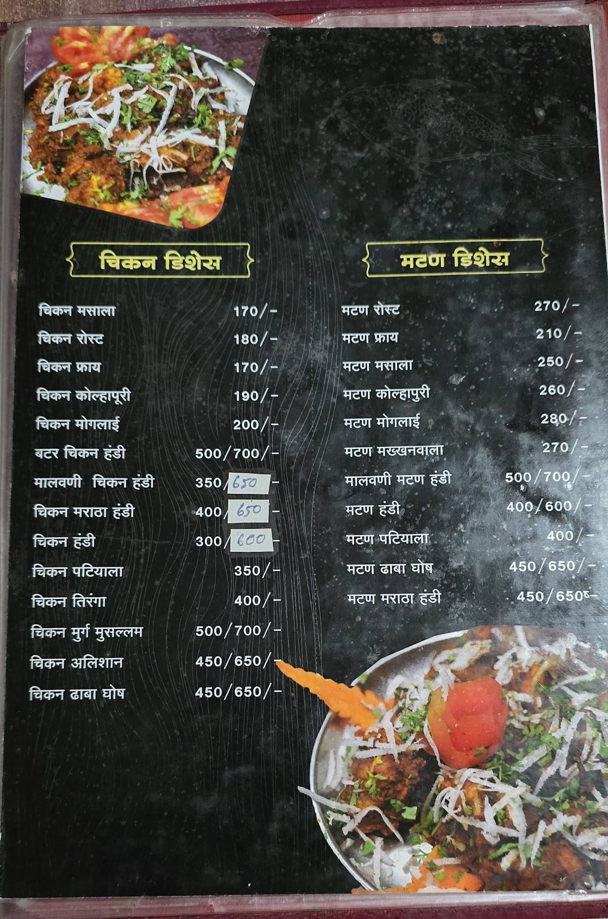 Menu at Hotel Jalsagar, India