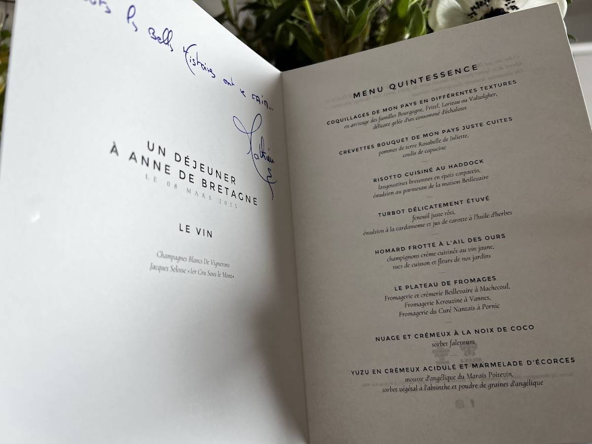 Menu au Hôtel Restaurant Anne de Bretagne Mathieu Guibert, La Plaine ...