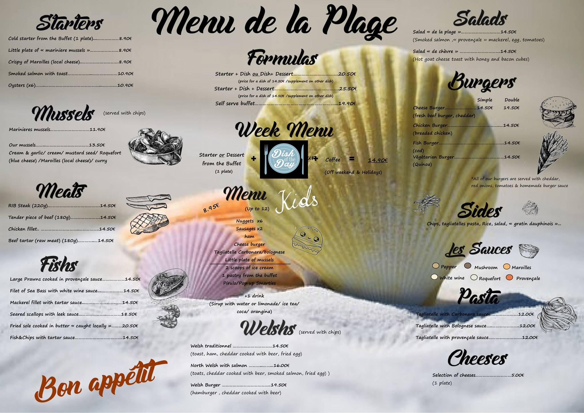 Menu au Restaurant de l'Hôtel de la Plage Calais, Calais