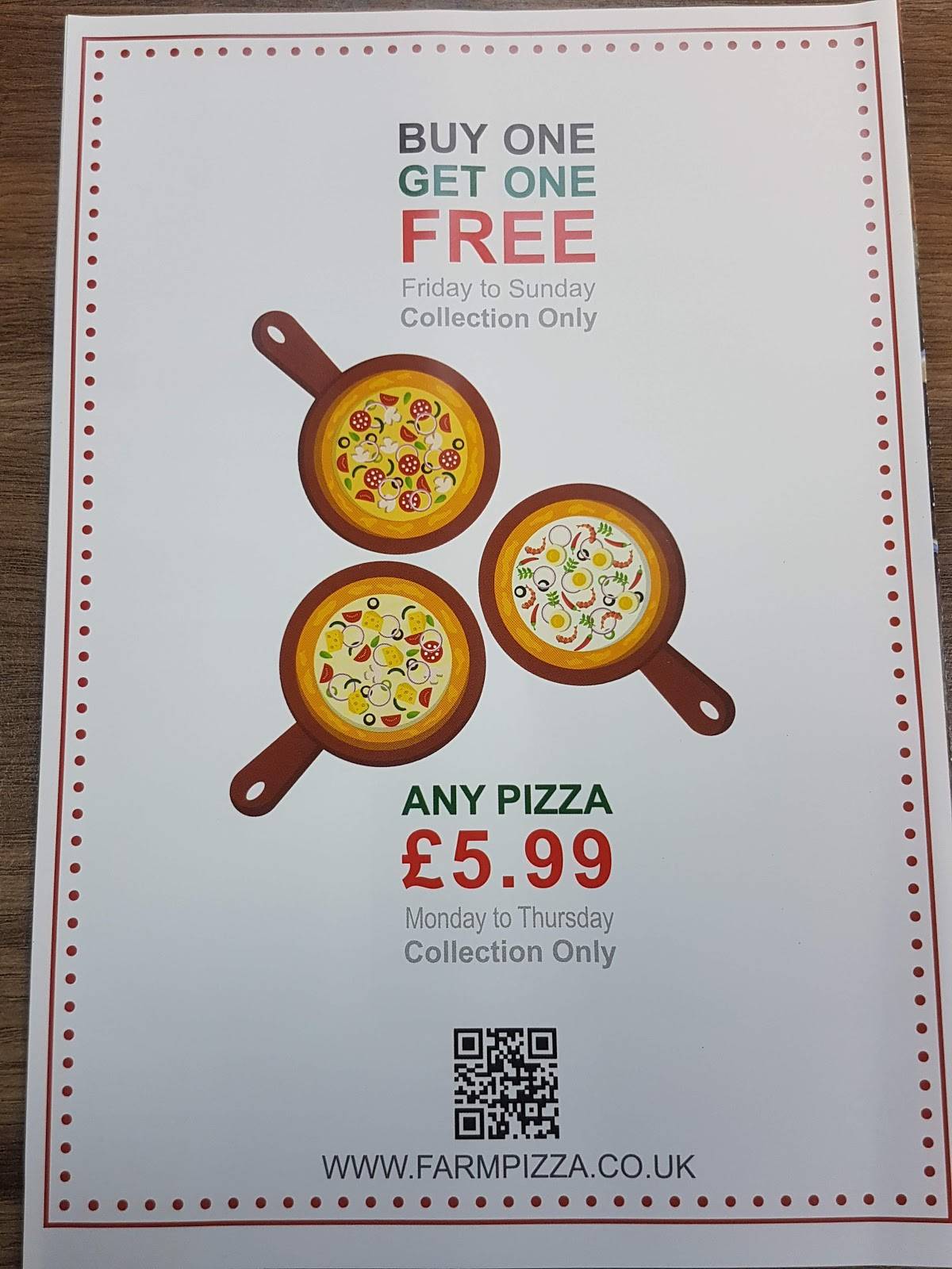 Menu at Farm Pizza. pizzeria, Hounslow