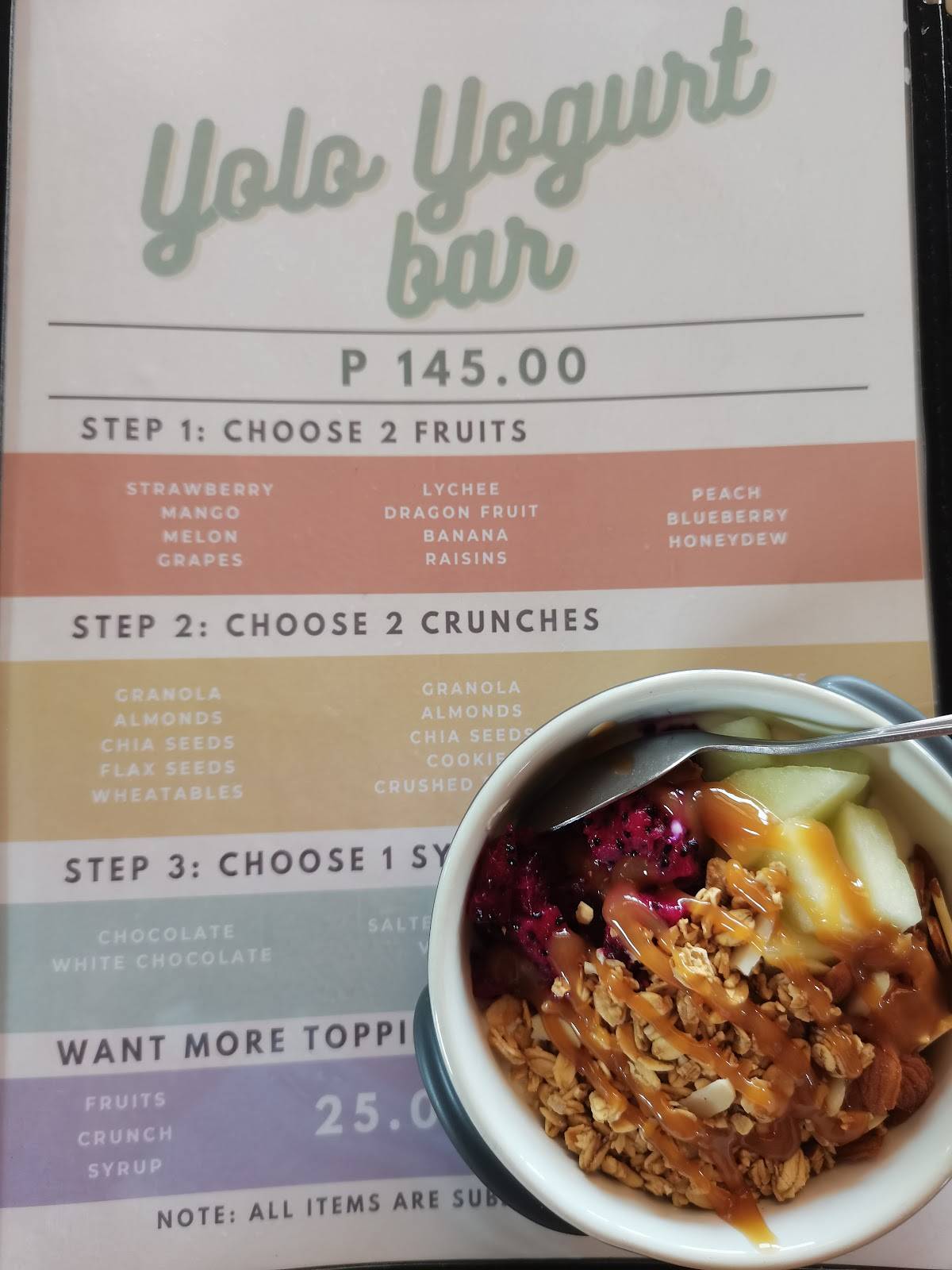 Menu at House of Yogurt Lover (H.O.Y.) restaurant, Baguio