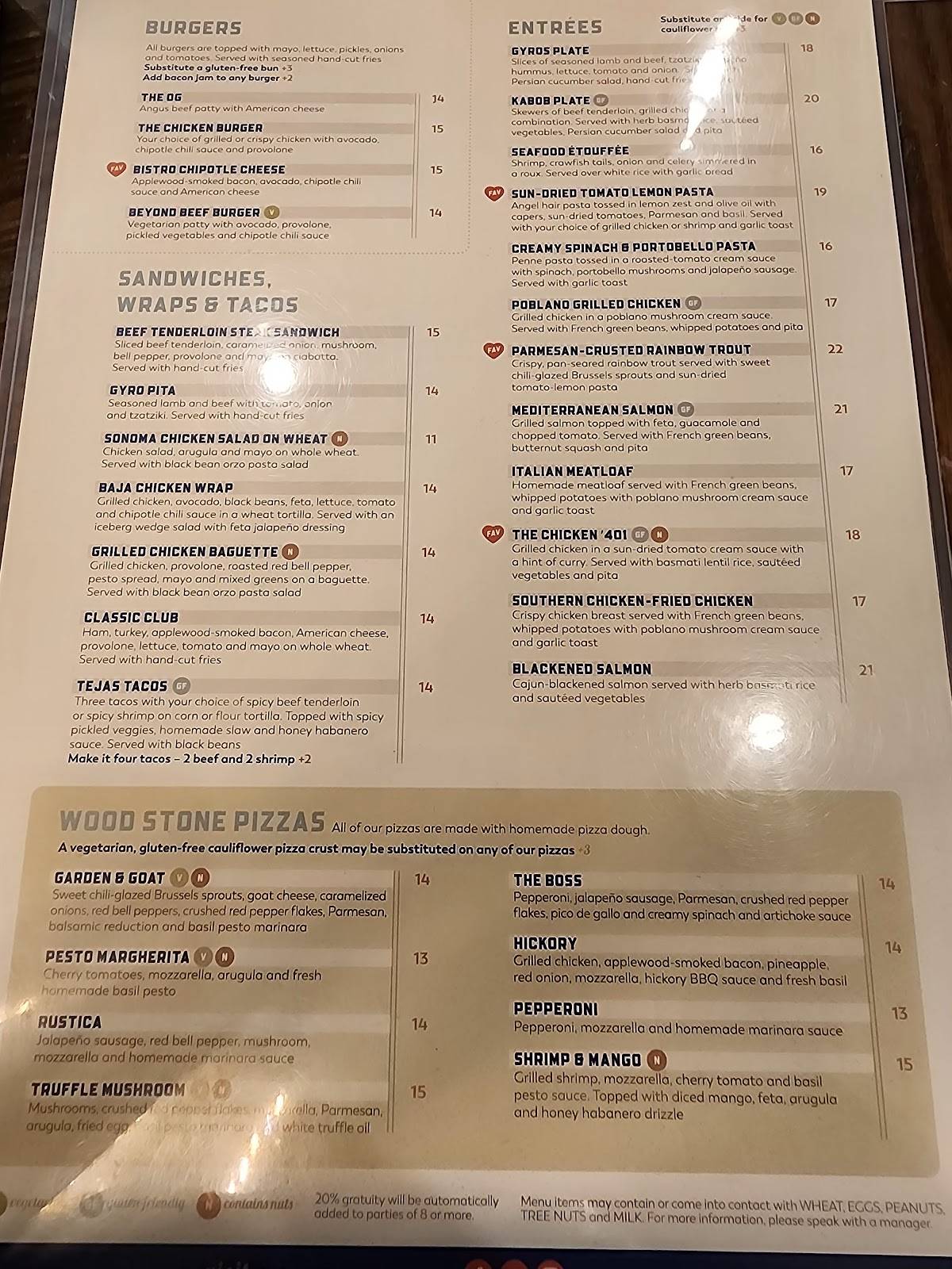 Menu at The '401 restaurant, Bellaire