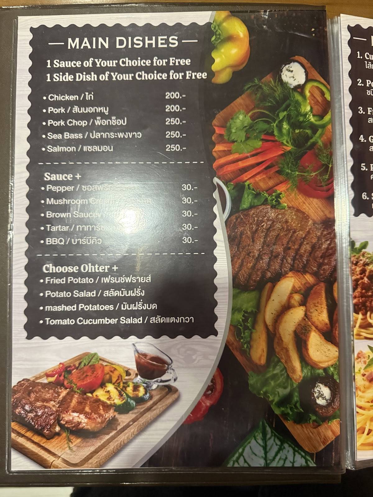 Menu at German Schnitzel & Currywurst restaurant, Hua Hin