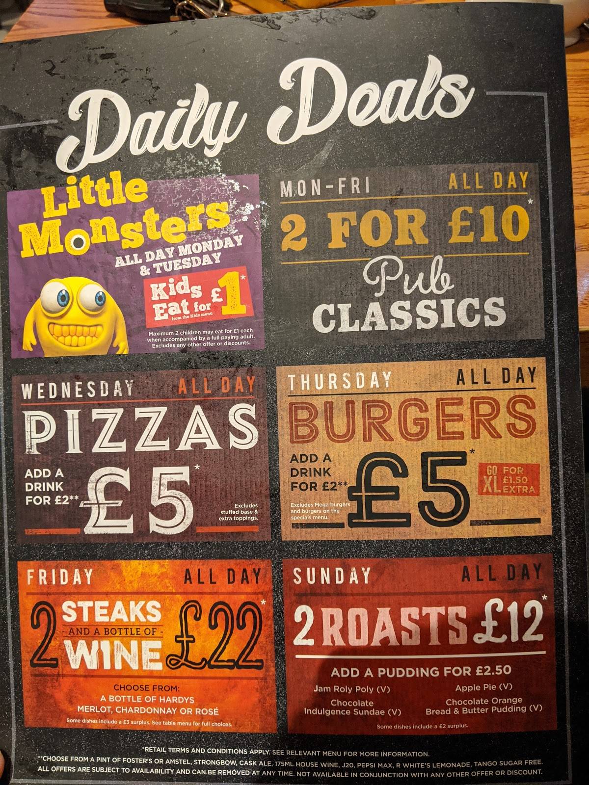 Menu at Yorkshire Rose pub & bar, Huddersfield