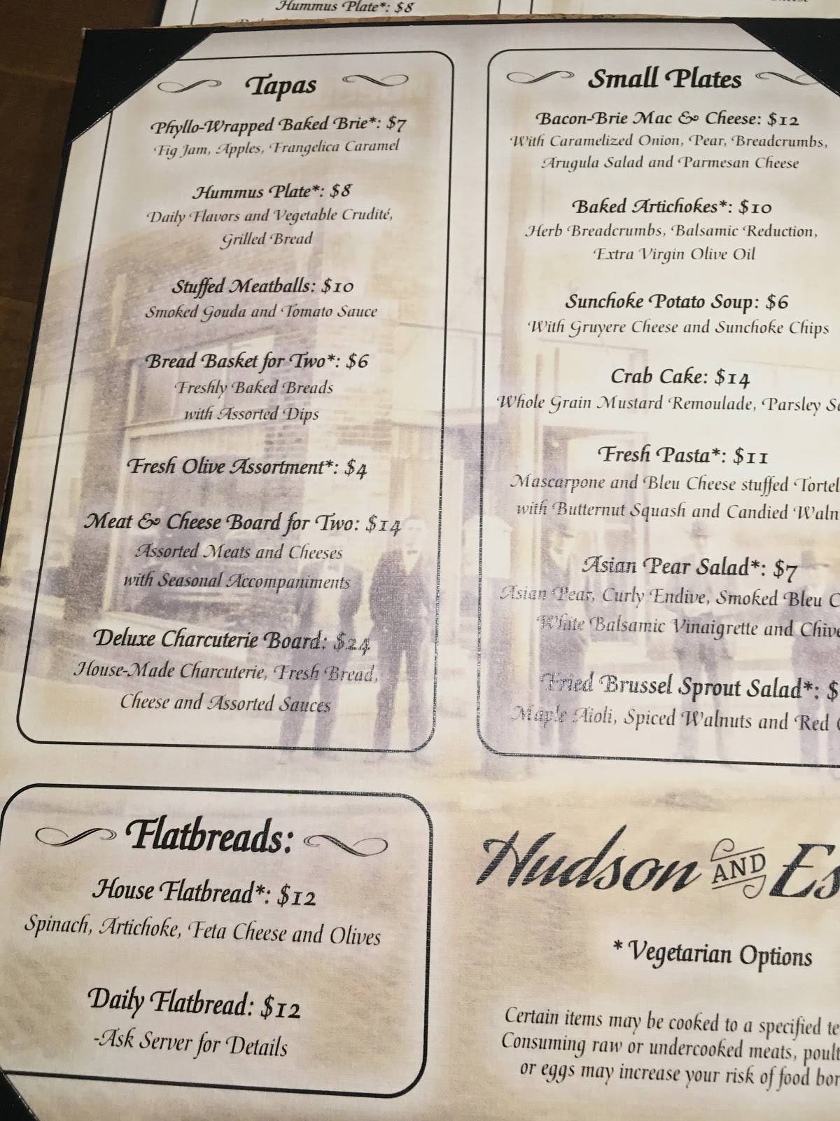 Menu at Hudson & Essex restaurant, Mansfield