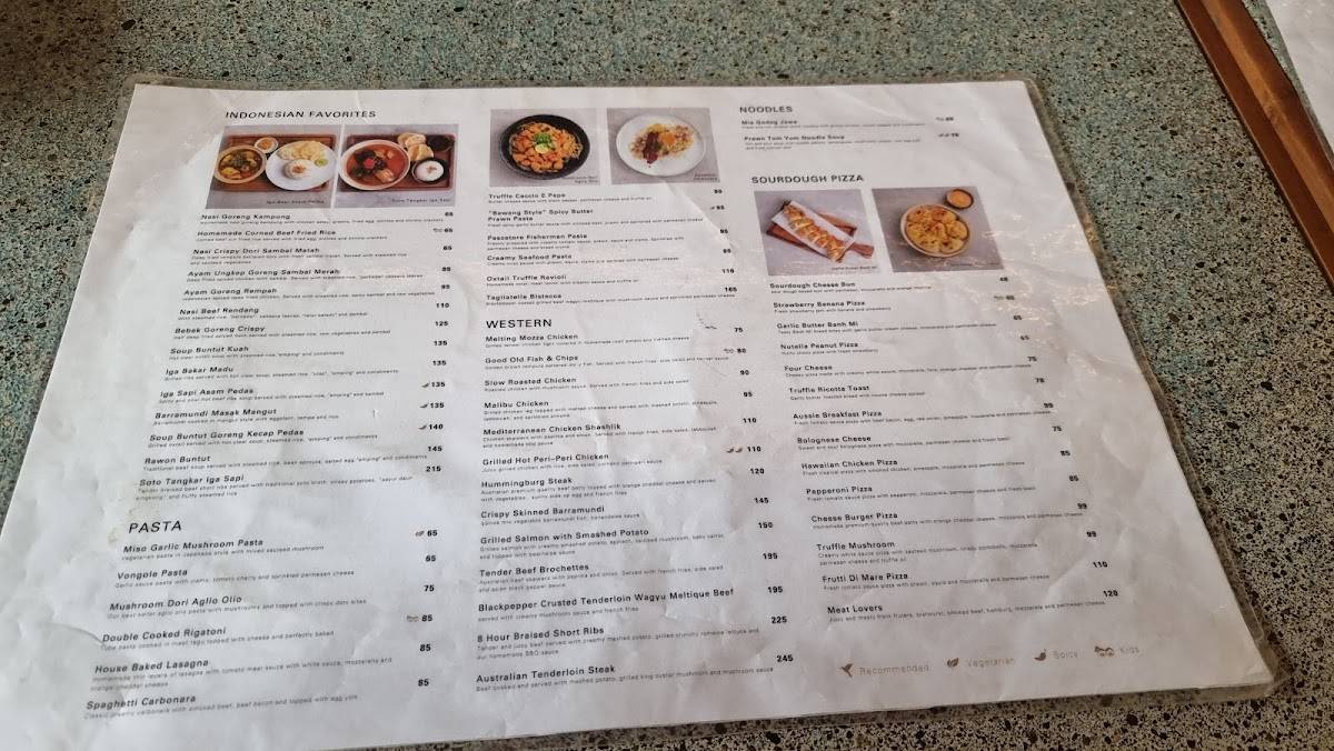 Menu at Hummingbird Eatery & Space restaurant, Bandung