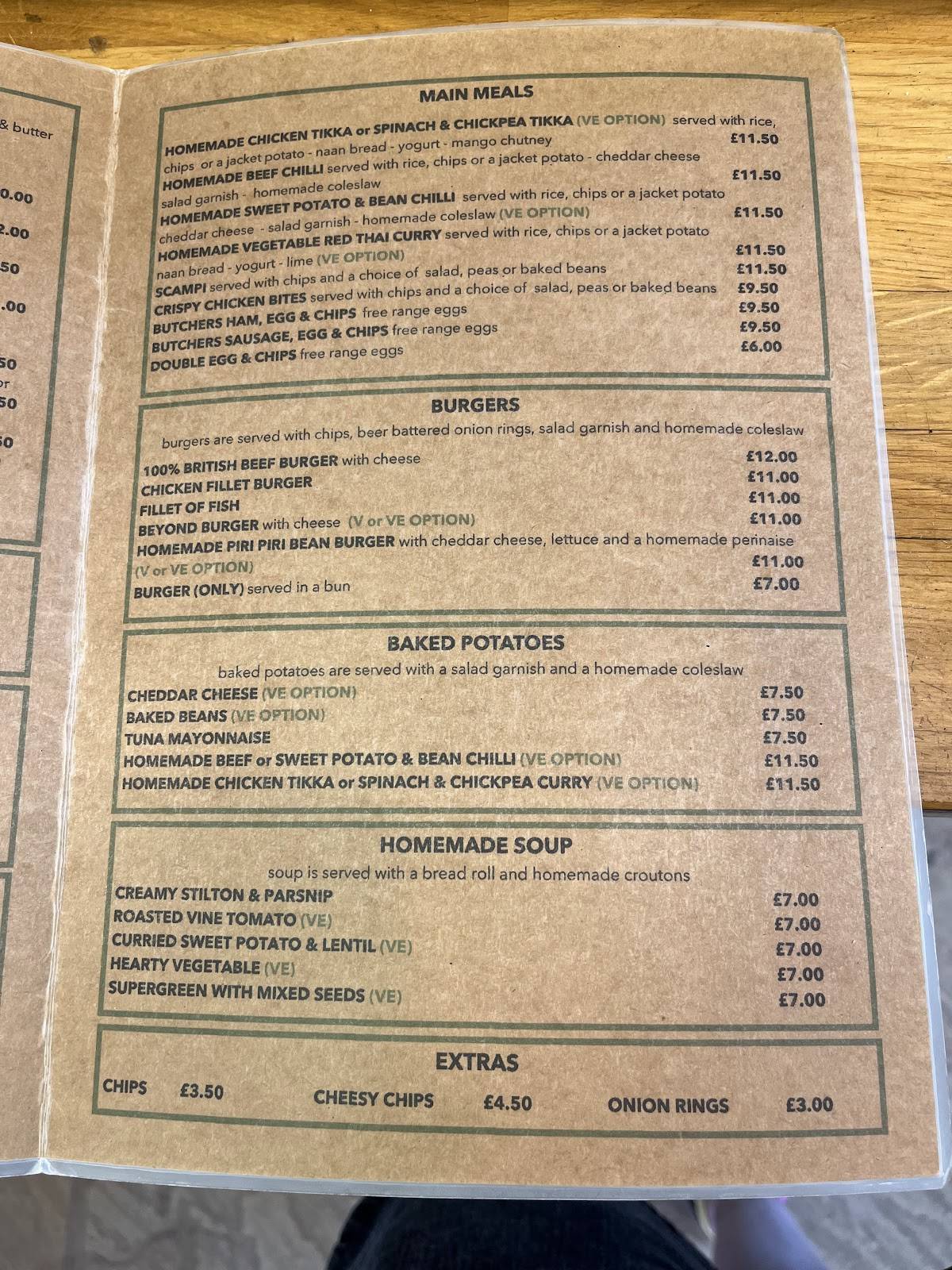 Menu at Old Town Beach Cafe, Hunstanton