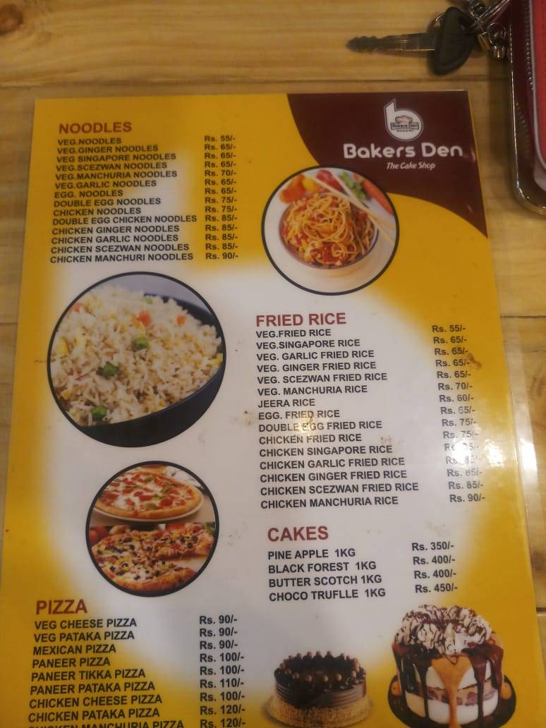 Menu at Baker's Den, Hyderabad, BN Reddy Complex