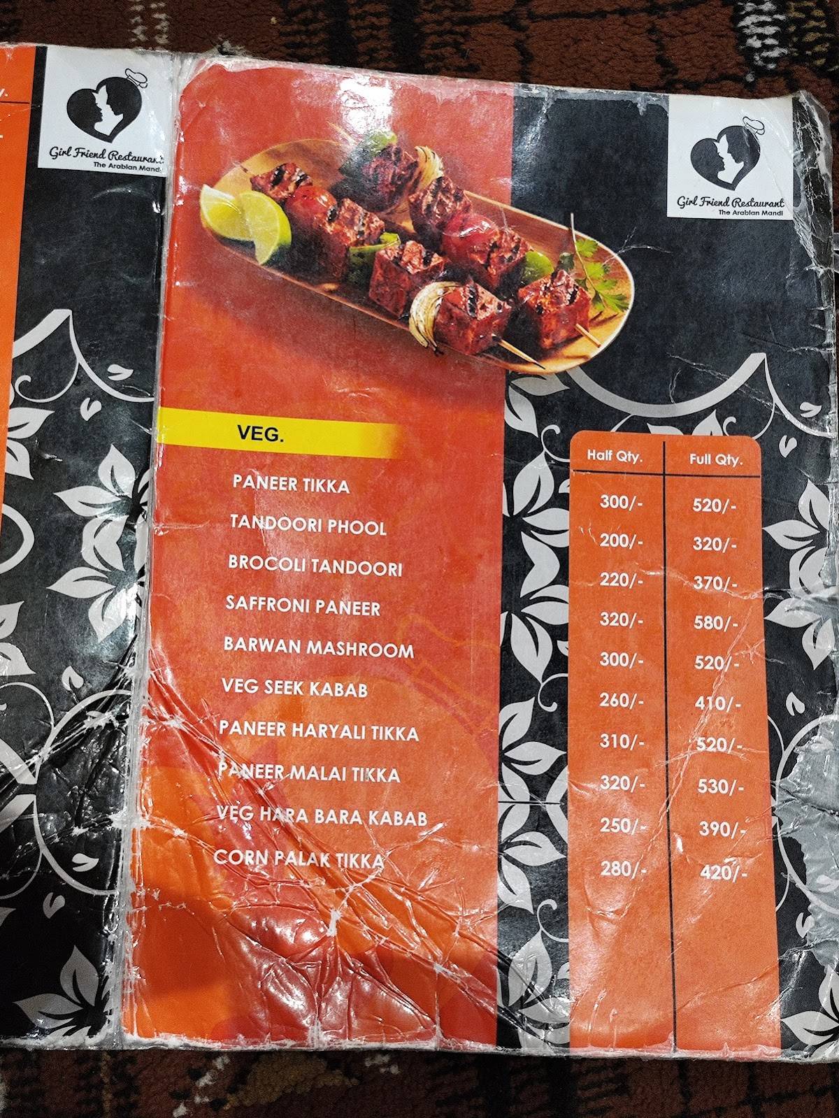 Menu at Girlfriend Mandi, Hyderabad, H no 1