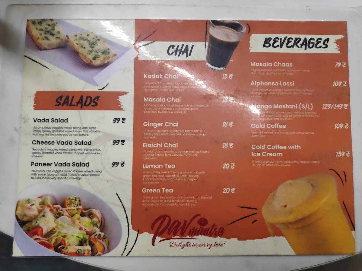 Menu at Pav Mantra, Hyderabad