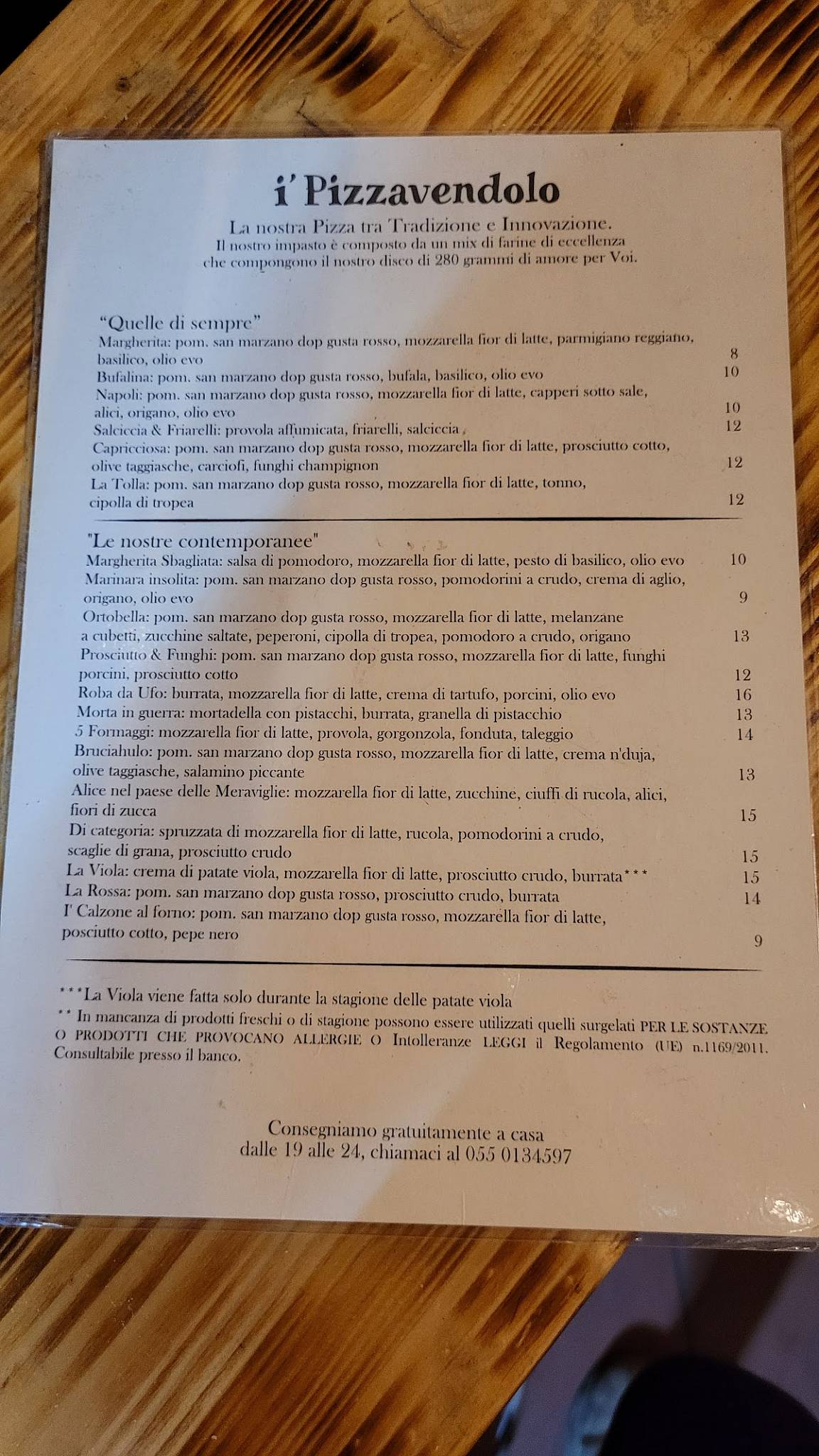 Menu da Í Pizzavendolo Pizzeria ristorante a Firenze / Eventi sportivi ...