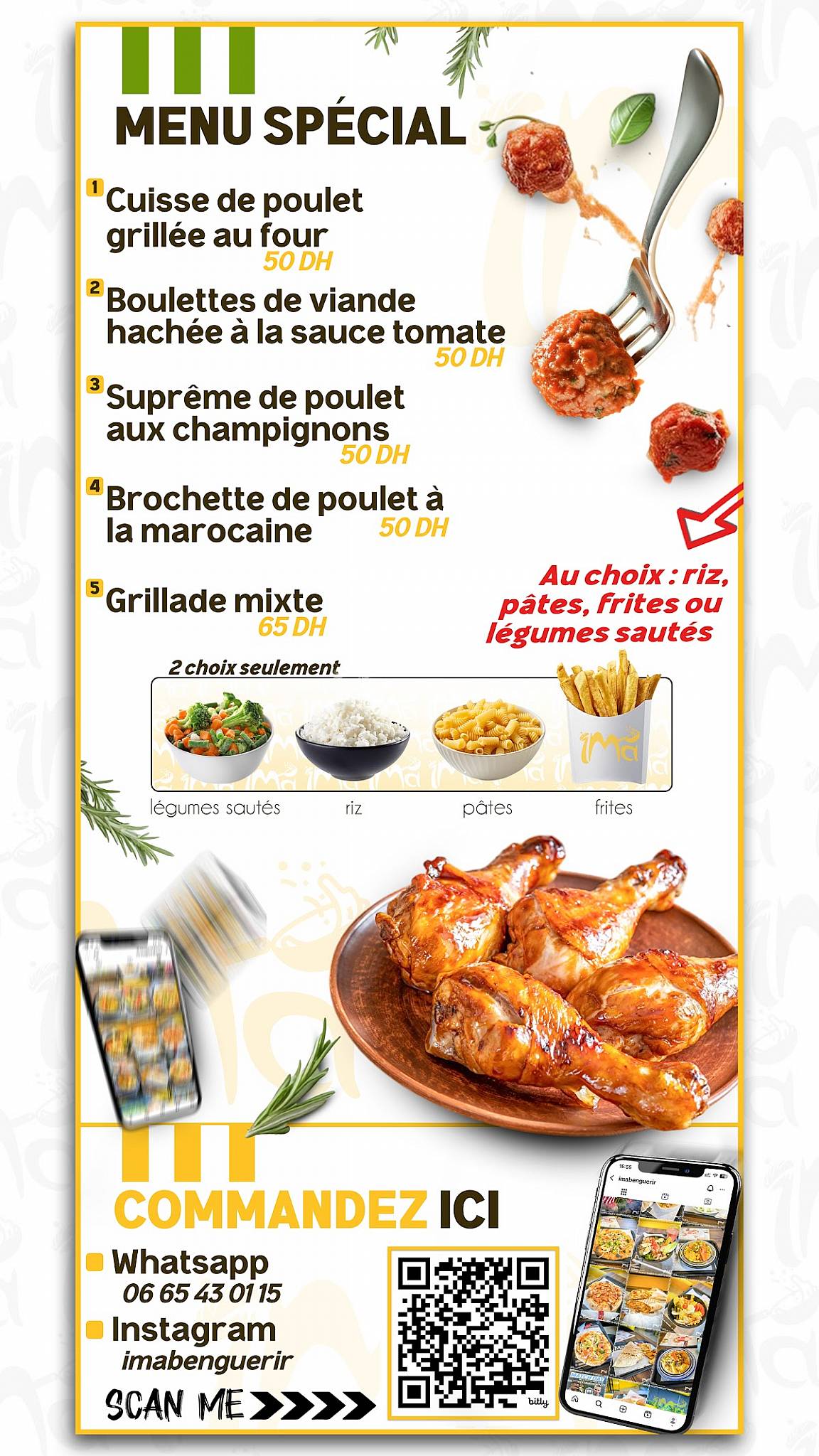Menu at IMA restaurant, Ben Guerir