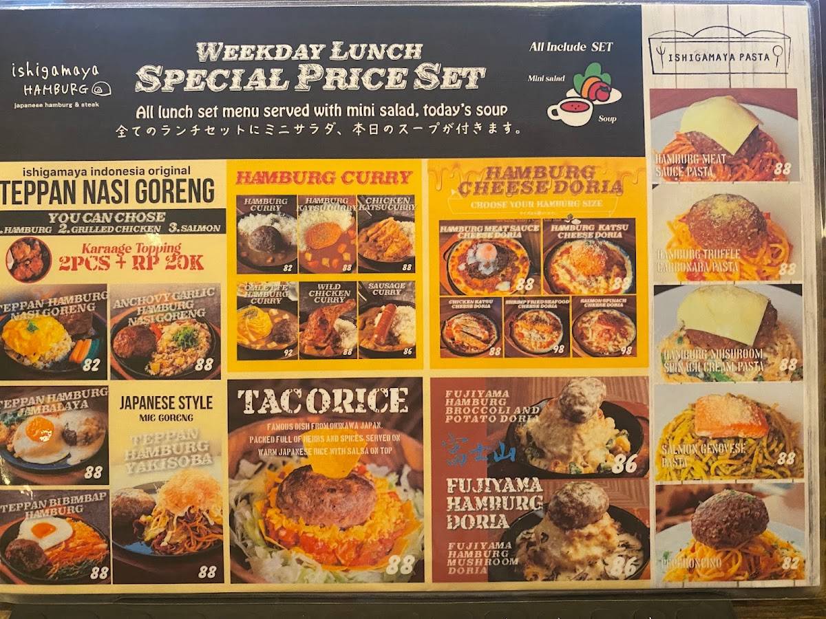 Menu at ISHIGAMAYA HAMBURG & STEAK Plaza Indonesia steakhouse, Jakarta