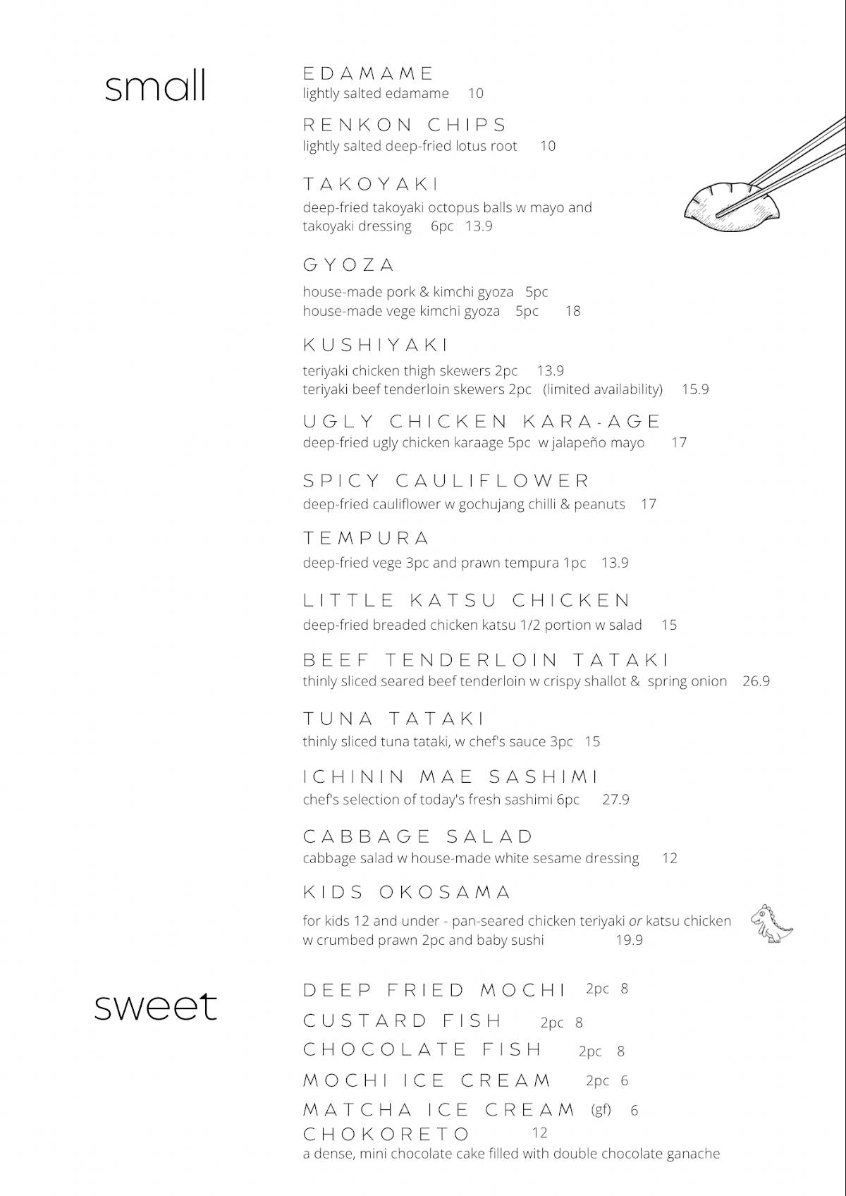 Menu at Ichigo Ichie Gyukatsu restaurant, Auckland