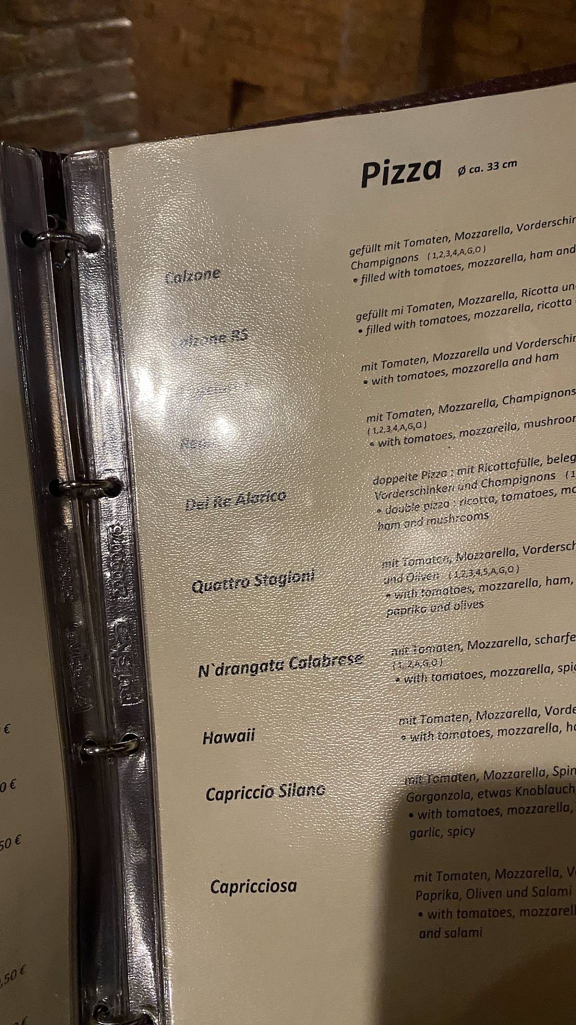 Speisekarte von Il Calabrese pizza, Berchtesgaden