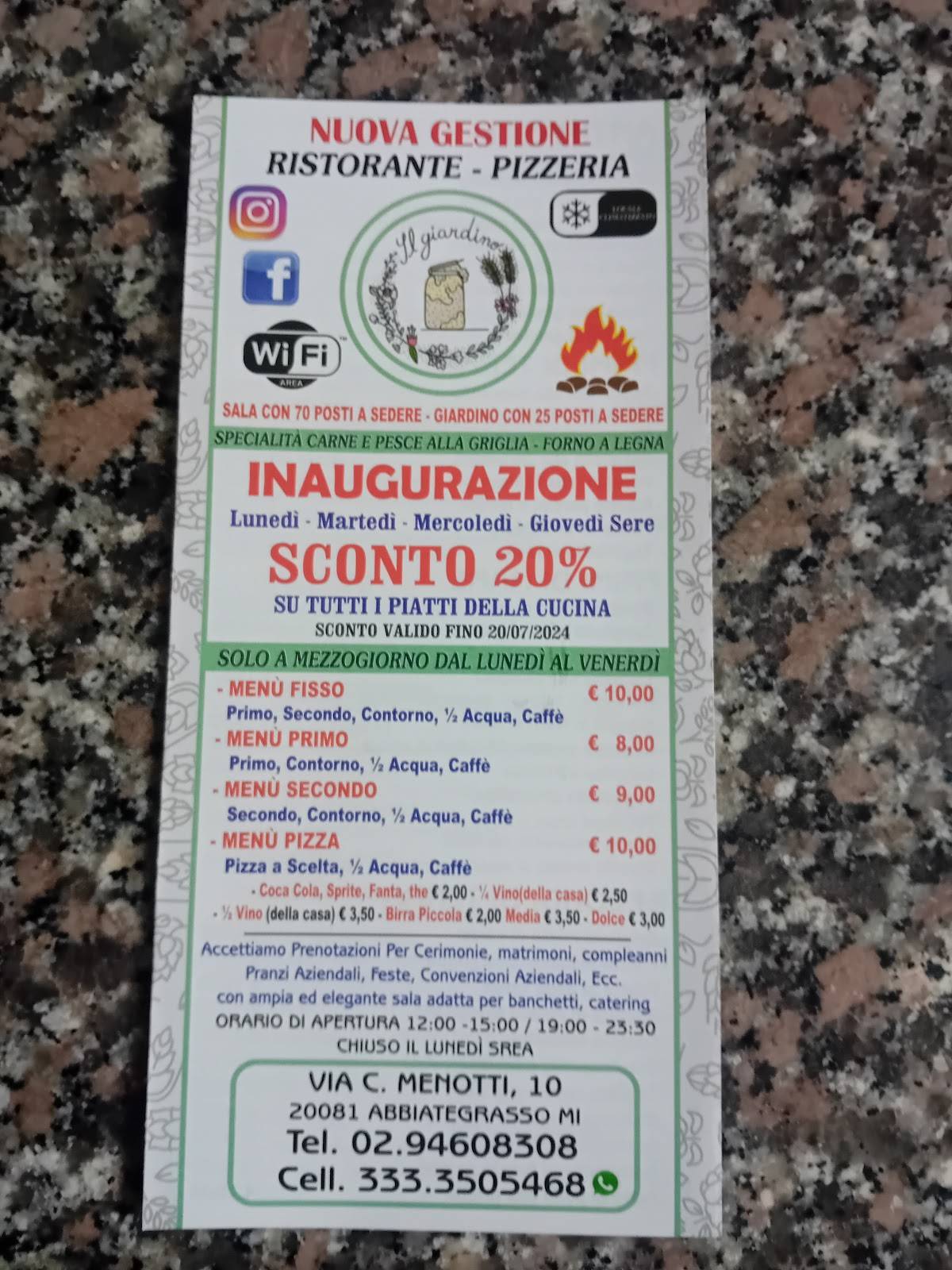 Menu da Il Giardino - Pizzeria, Abbiategrasso