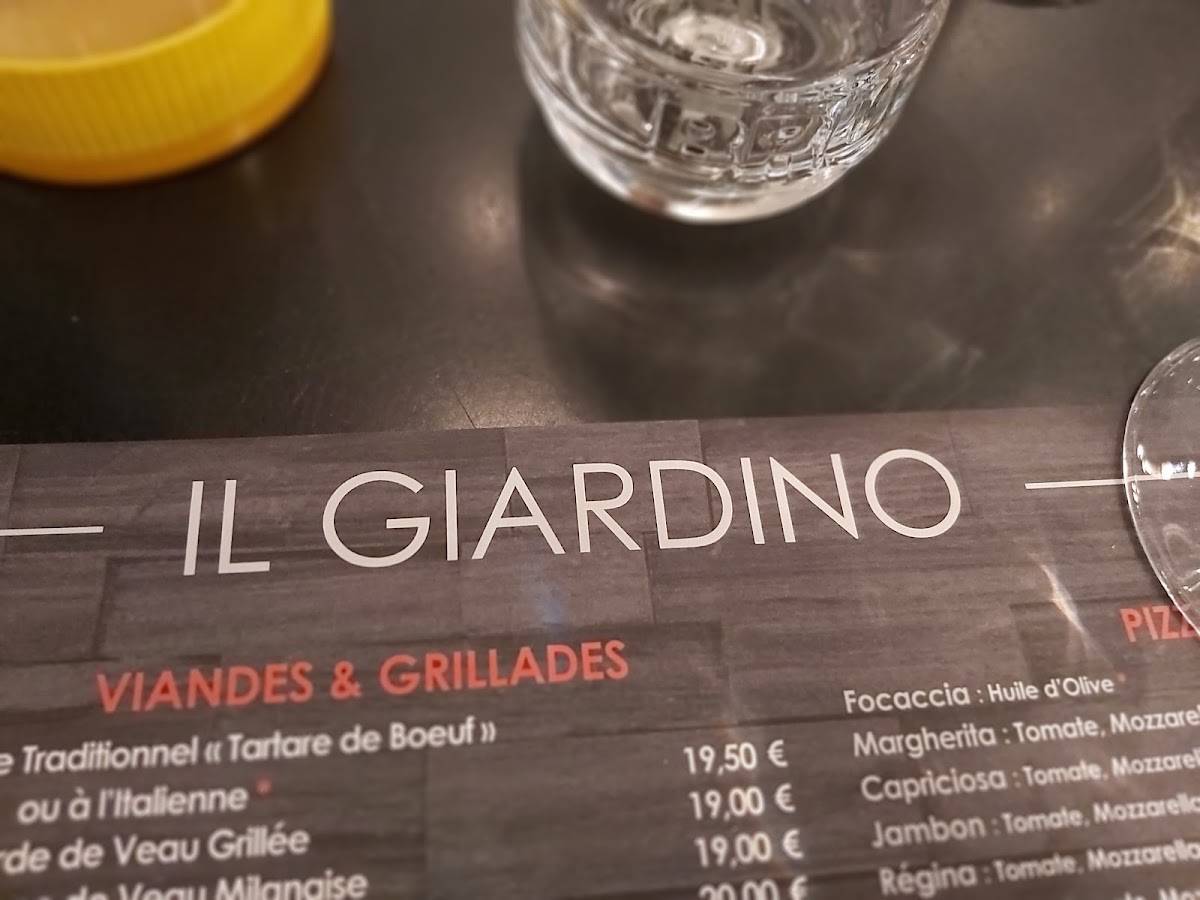 Menu au Il Giardino, Uccle, Chaussée de Waterloo 1441
