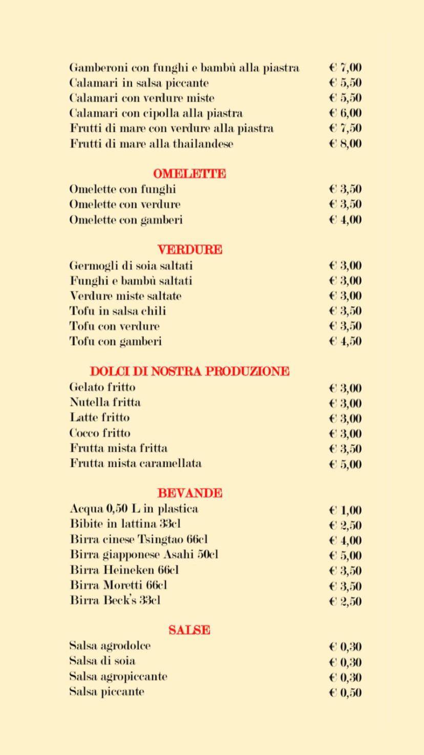 Menu da Il Giardino di Giada ristorante, Faenza