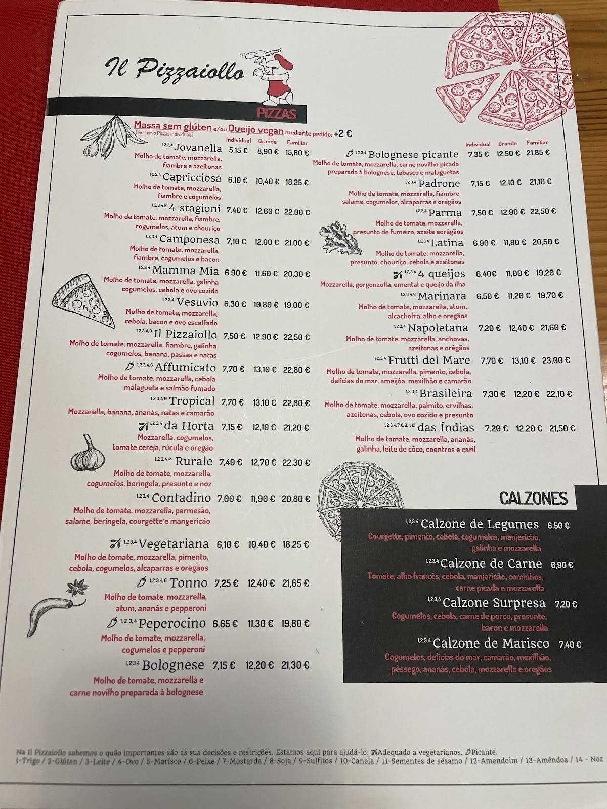 Menu at Il Pizzaiollo pizzeria, Alverca do Ribatejo
