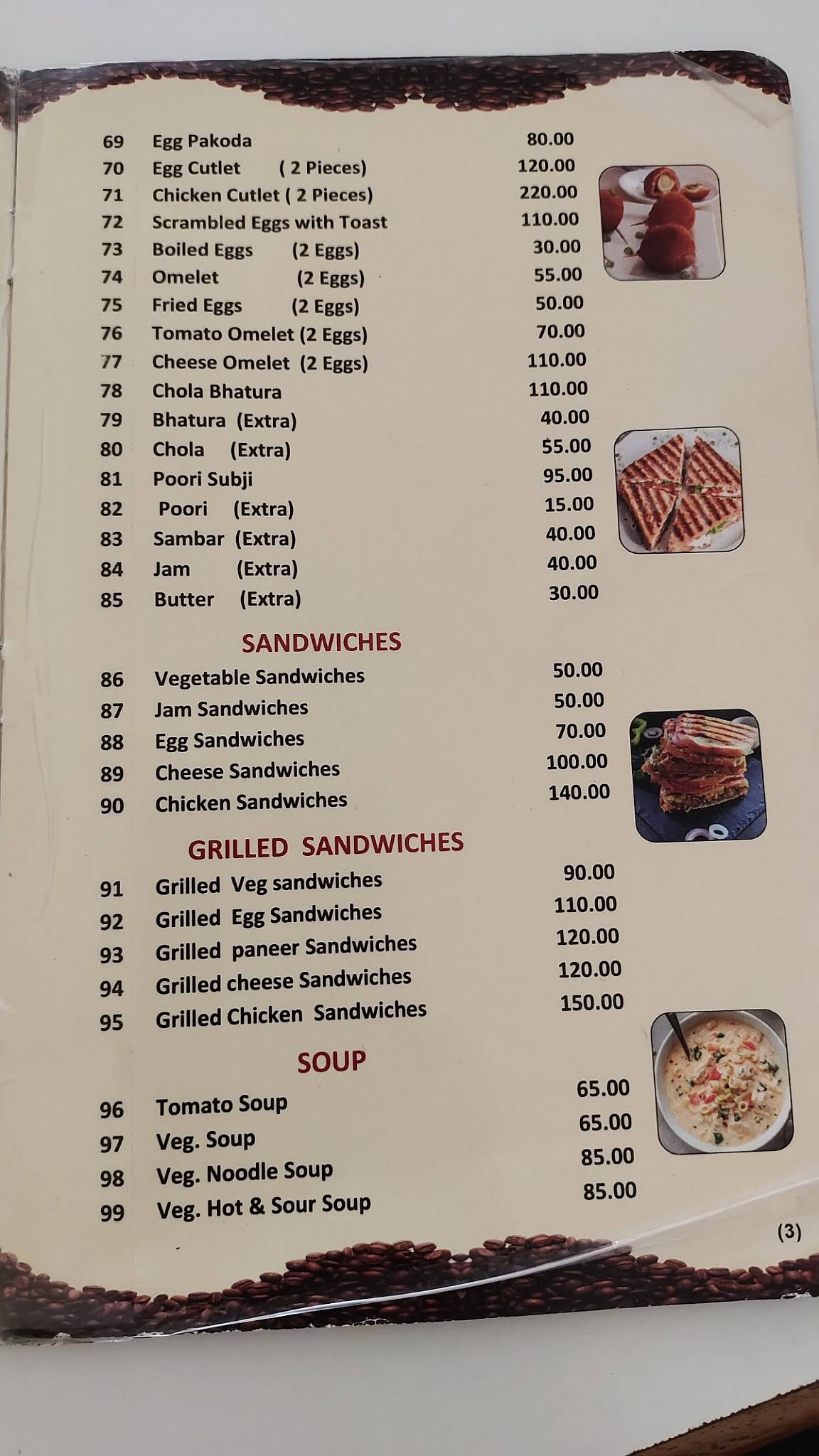 Menu at Indian Coffee House Ring road, Raipur
