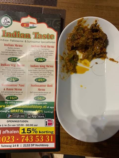 Speisekarte von Indian Taste, Hoofddorp